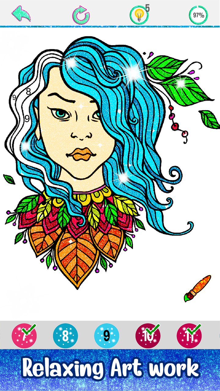 Glitter Color by Number - Grownups Coloring Book Pages:Amazon.com ...