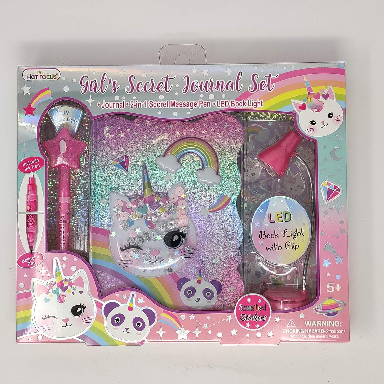 Amazon.com: Hot Focus CAT Air Bubble w/Sequins. Secret Diary with LED ...