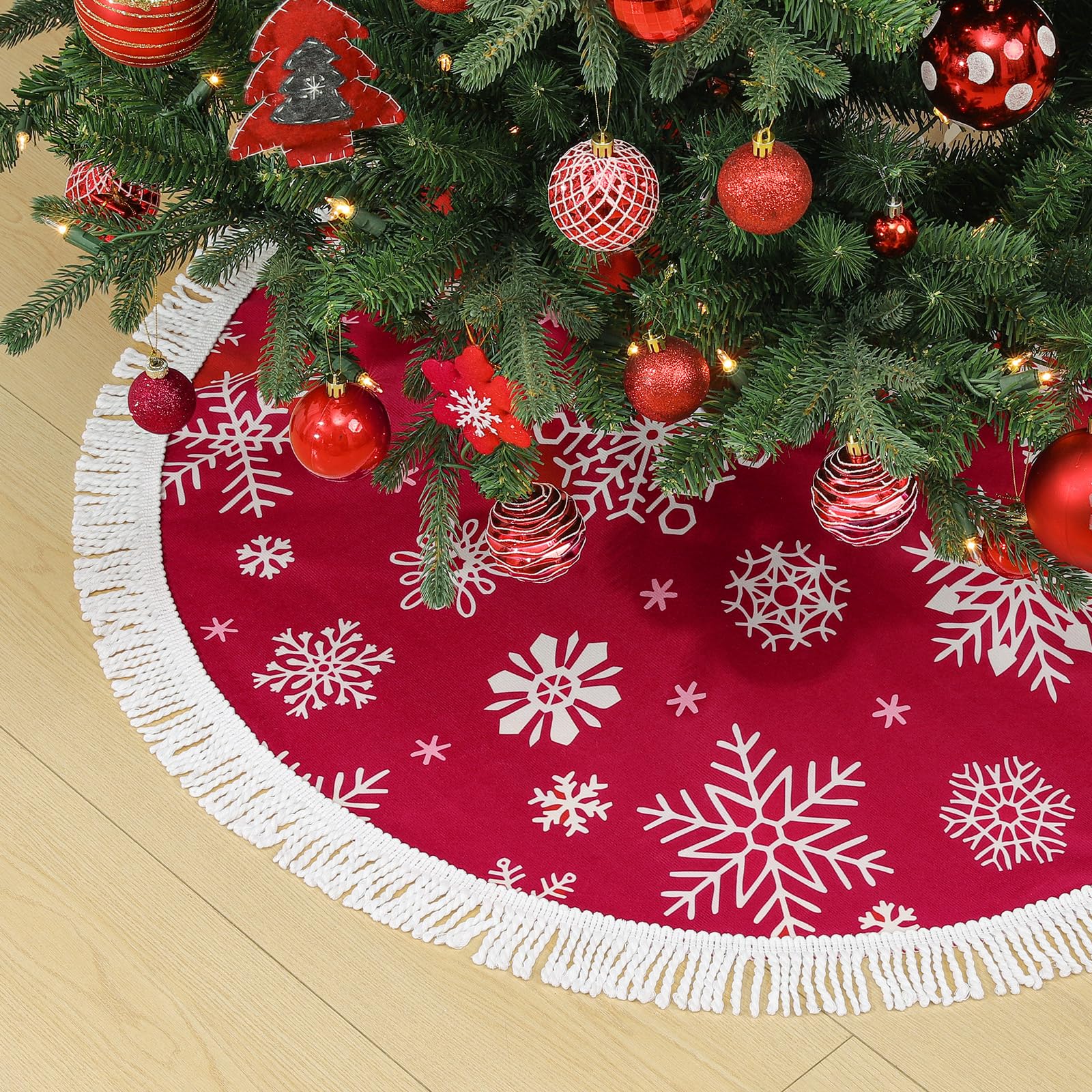 Amazon.com: Lewondr Christmas Tree Skirt, 36 inches Short Plush Tree ...