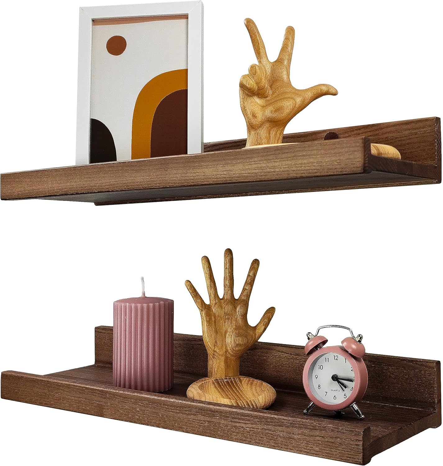 Amazon.com: Wood Wedge Floating Shelves for Wall, Rustic Wall Storage ...