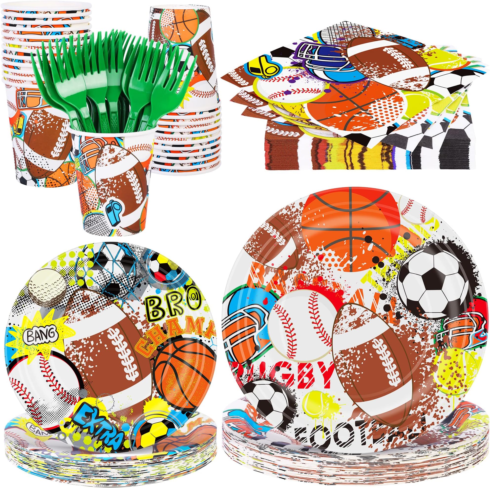 Amazon.com: Sports Party Multicolor Paper Plates - 9" (Pack Of 8 ...