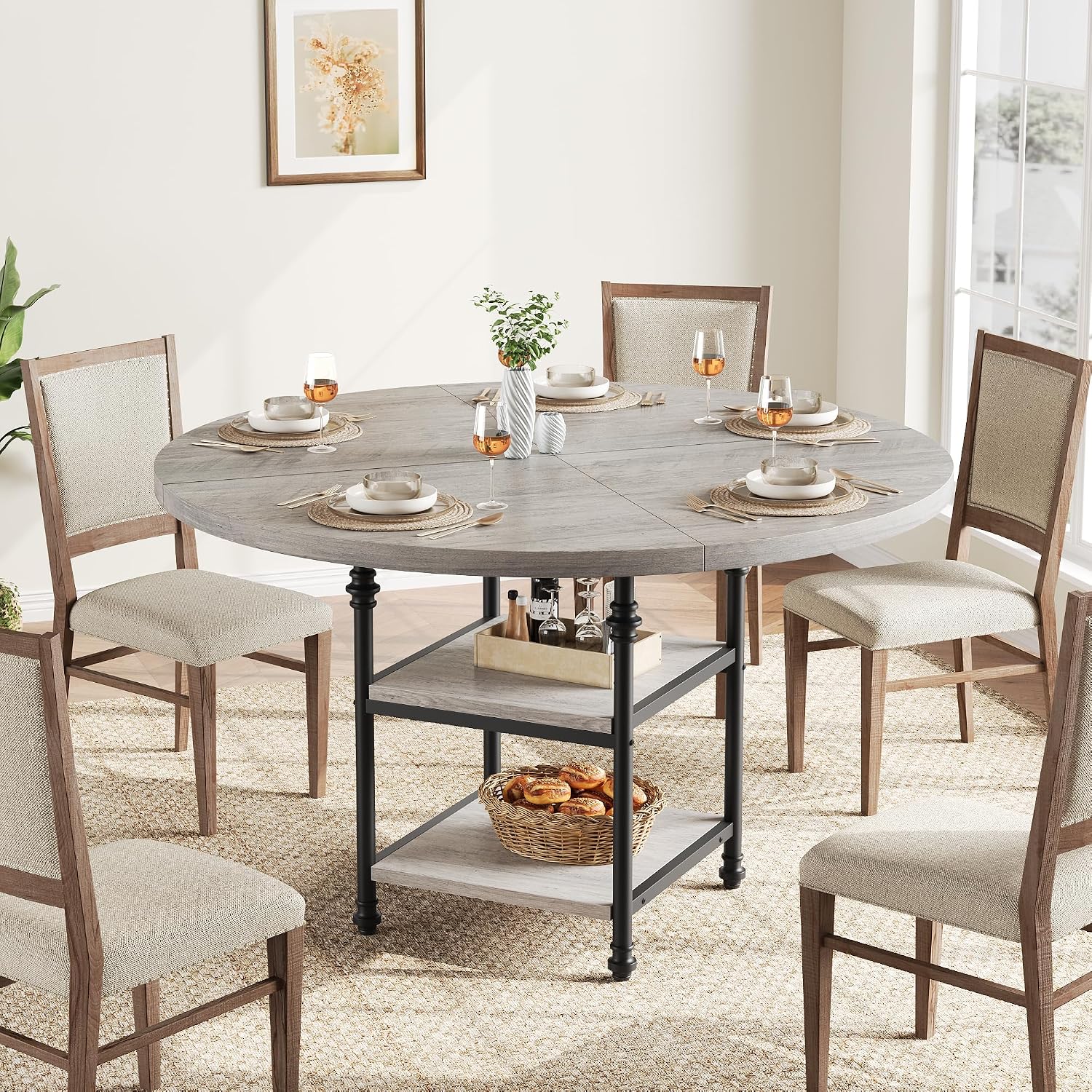Amazon.com - 47-Inch Round Dining Table for 4: Featuring a 1.59-Inch ...