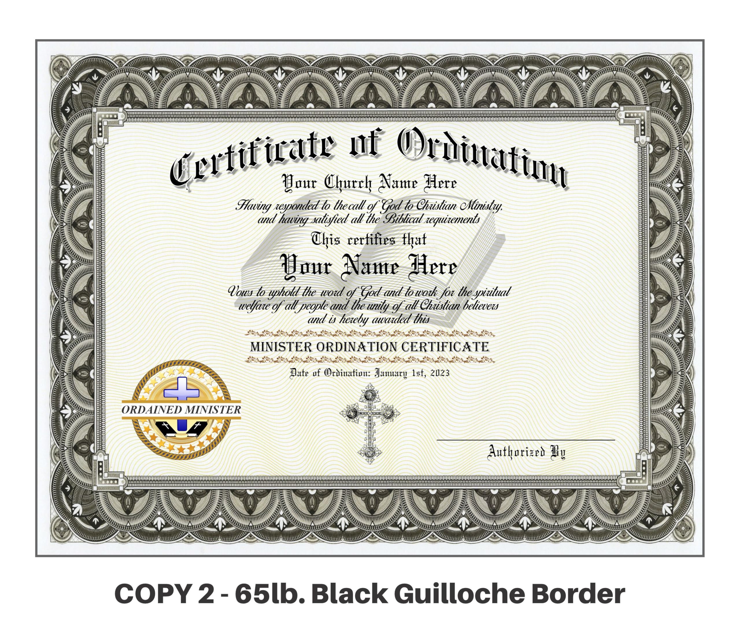 Ordination For Ministers Letter Ordination Certificate