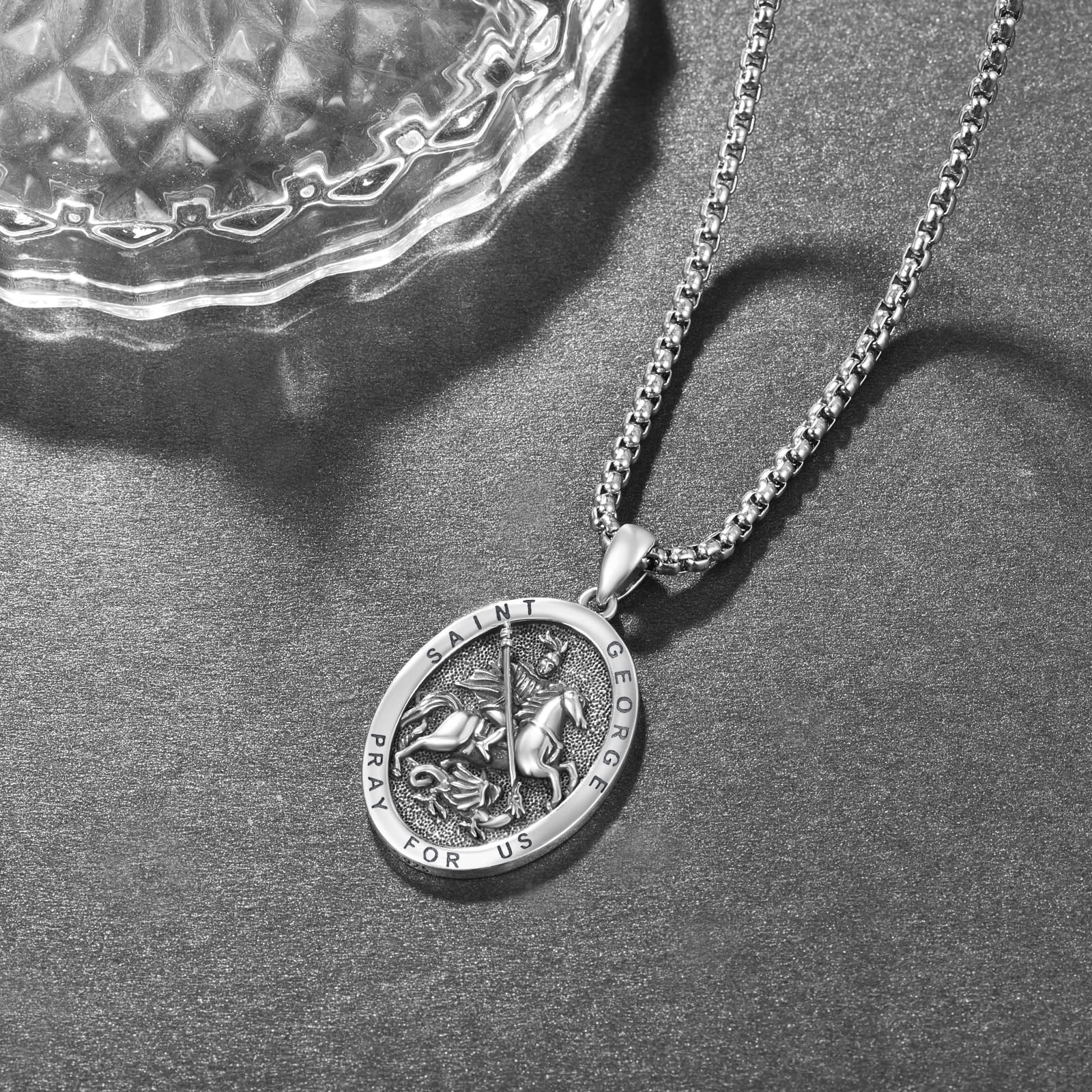 Snapklik.com : St George And The Gragon Medal Sterling Silver Saint ...