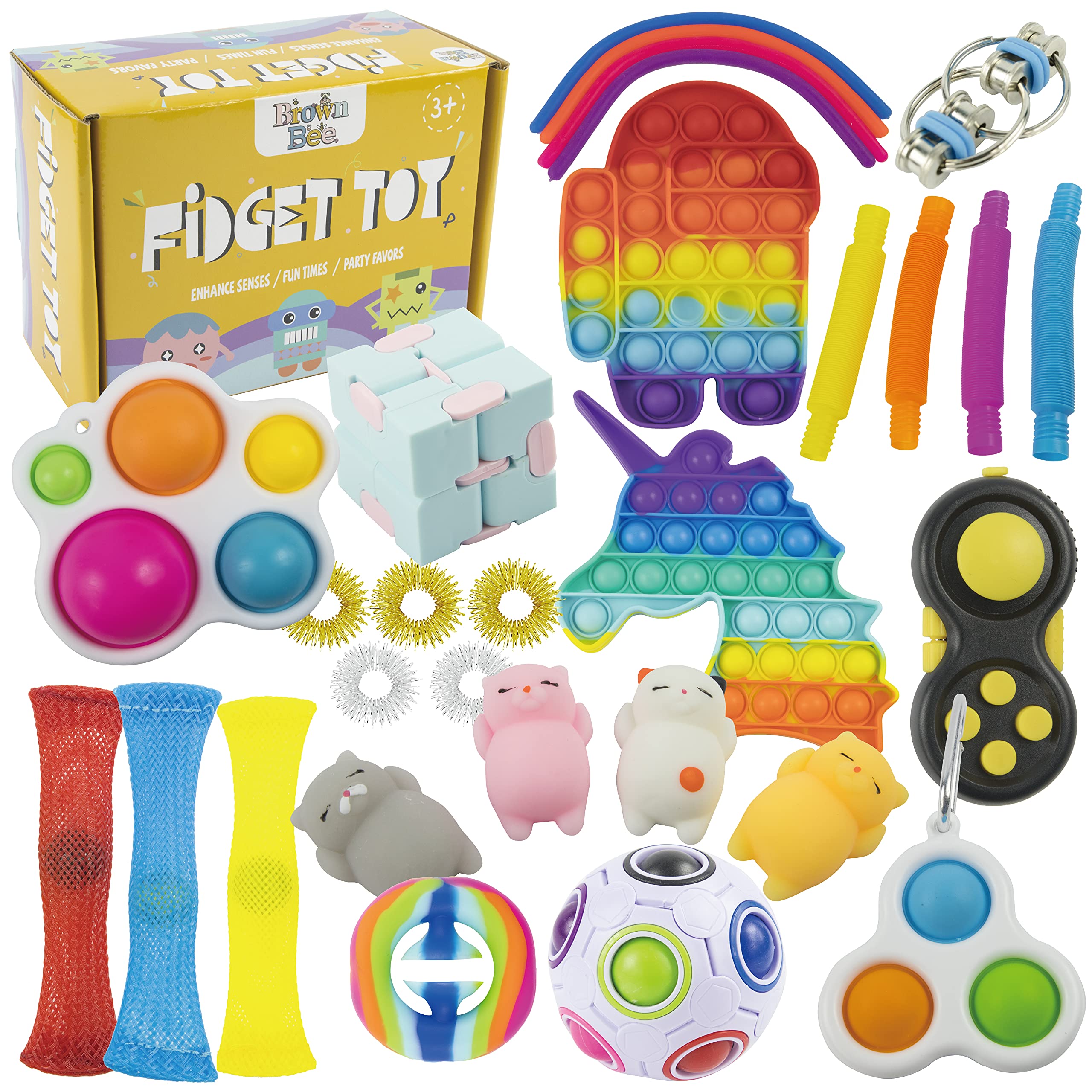 Buy Brown Bee 30 Piece Fidget Toy Set TiK Tok Sensory Stress Children ...