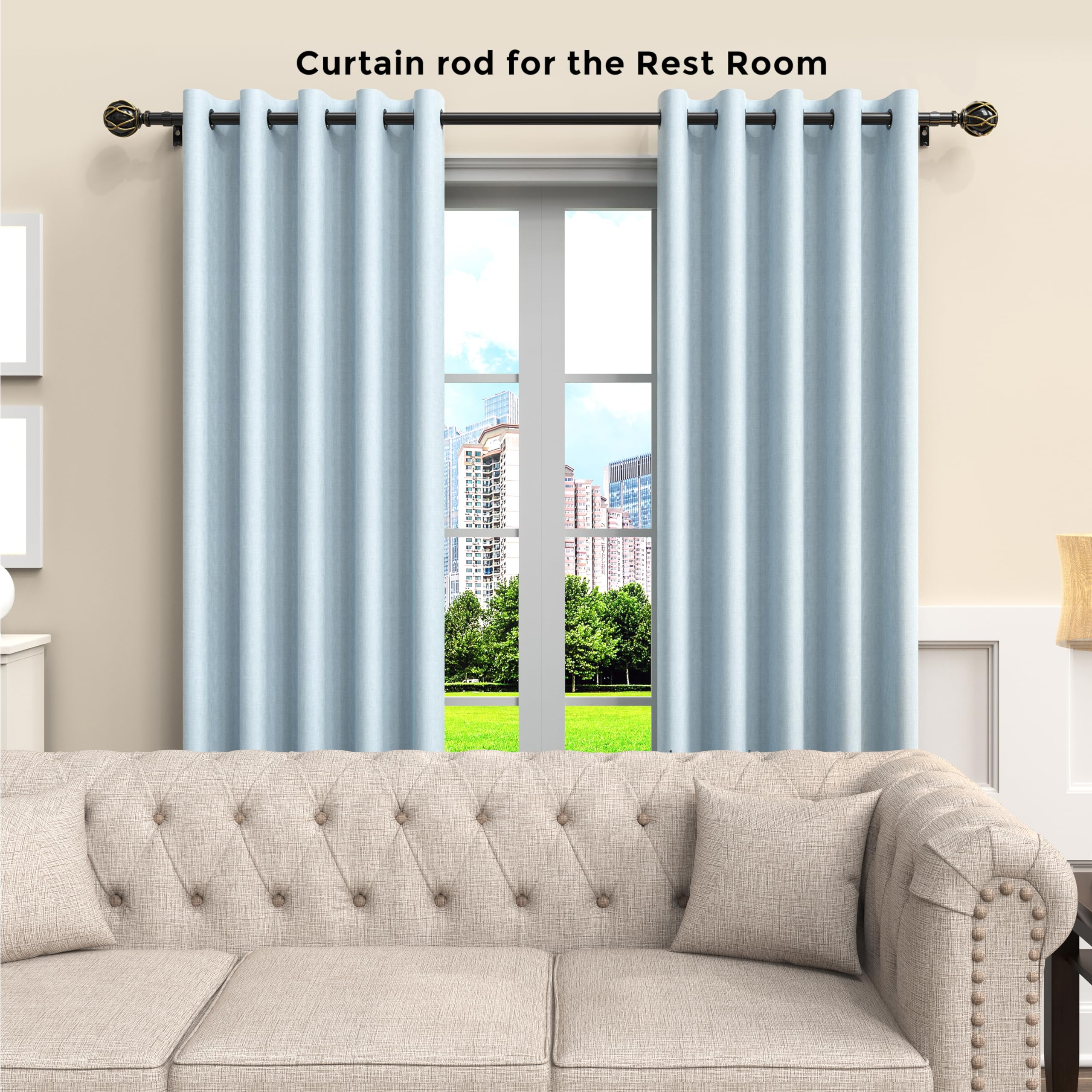 Curtain Rods, 1 Inch, Top Thick Tube, Never Bend, Telescoping Single ...