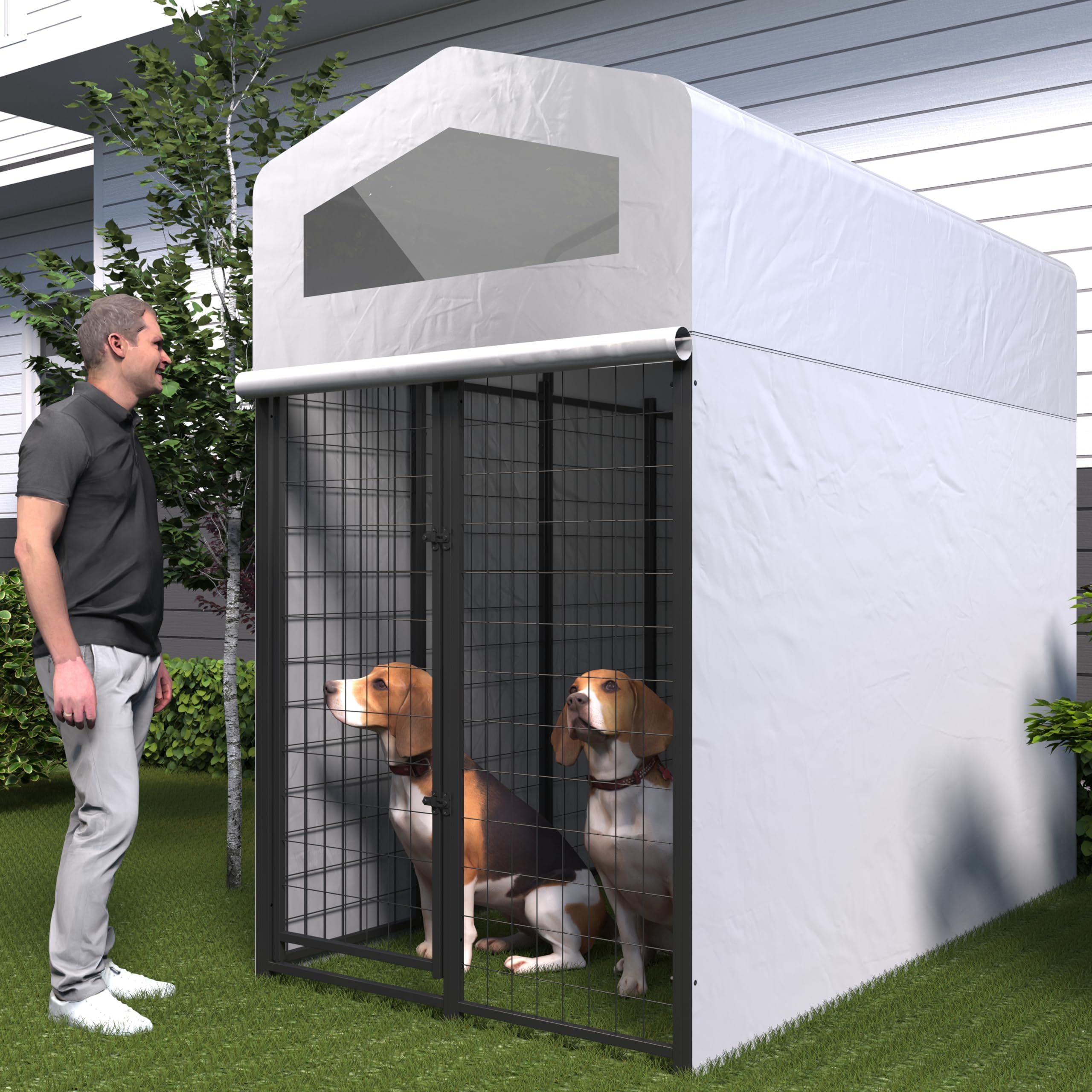 Amazon.com: Large Outside Dog Kennel 86" L x45 W x 79" H, Heavy Duty ...