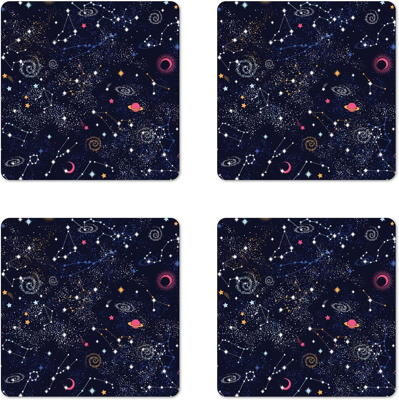 Amazon.com: Lunarable Constellation Coaster Set of 4, Star Clusters ...
