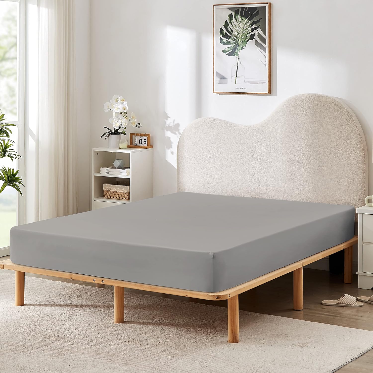 Amazon.com: HBHLFZ Full Fitted Sheet Only, Soft Breathable Bottom Sheet ...