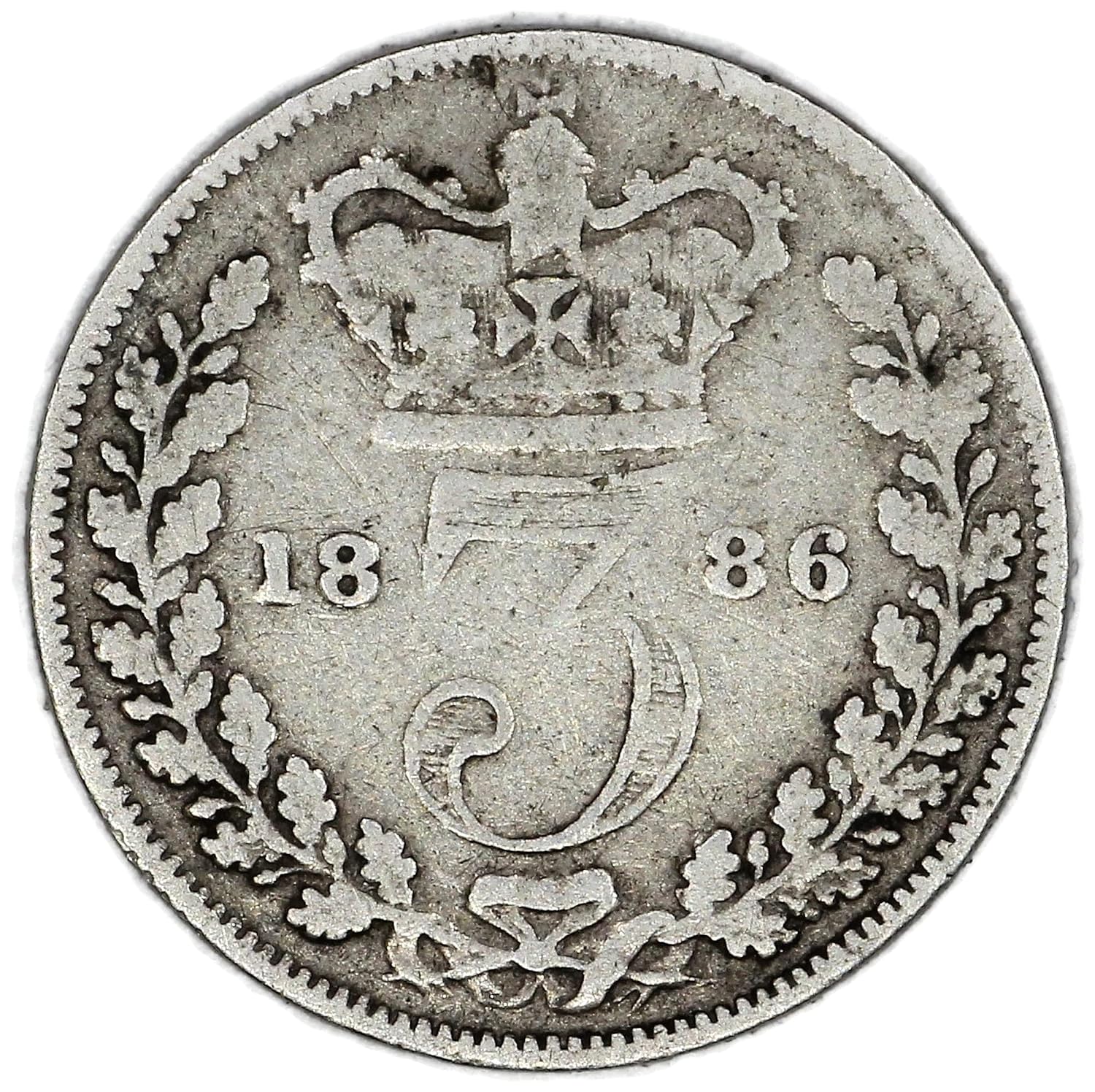 1886 UK Queen Victoria British Silver Young Head Threepence FAIR at ...