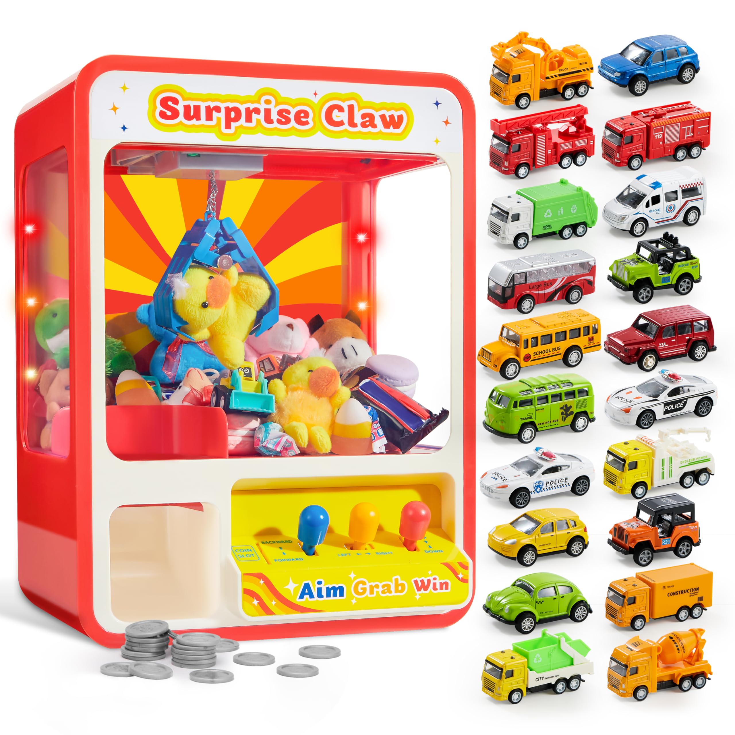 Amazon.com: JOYIN Claw Machine with 20PCS Die Cast Metal Pull Back Toy ...