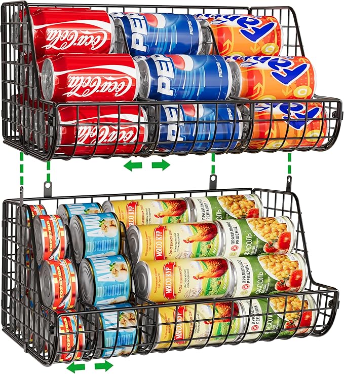 Amazon.com: 2-Tier Stackable Can Organizer for Pantry Shelves, 2 Pack ...