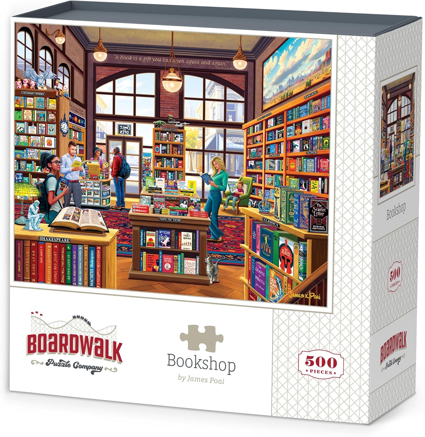 Amazon.com: Boardwalk Puzzles Bookshop, 500 Piece Jigsaw Puzzle for ...