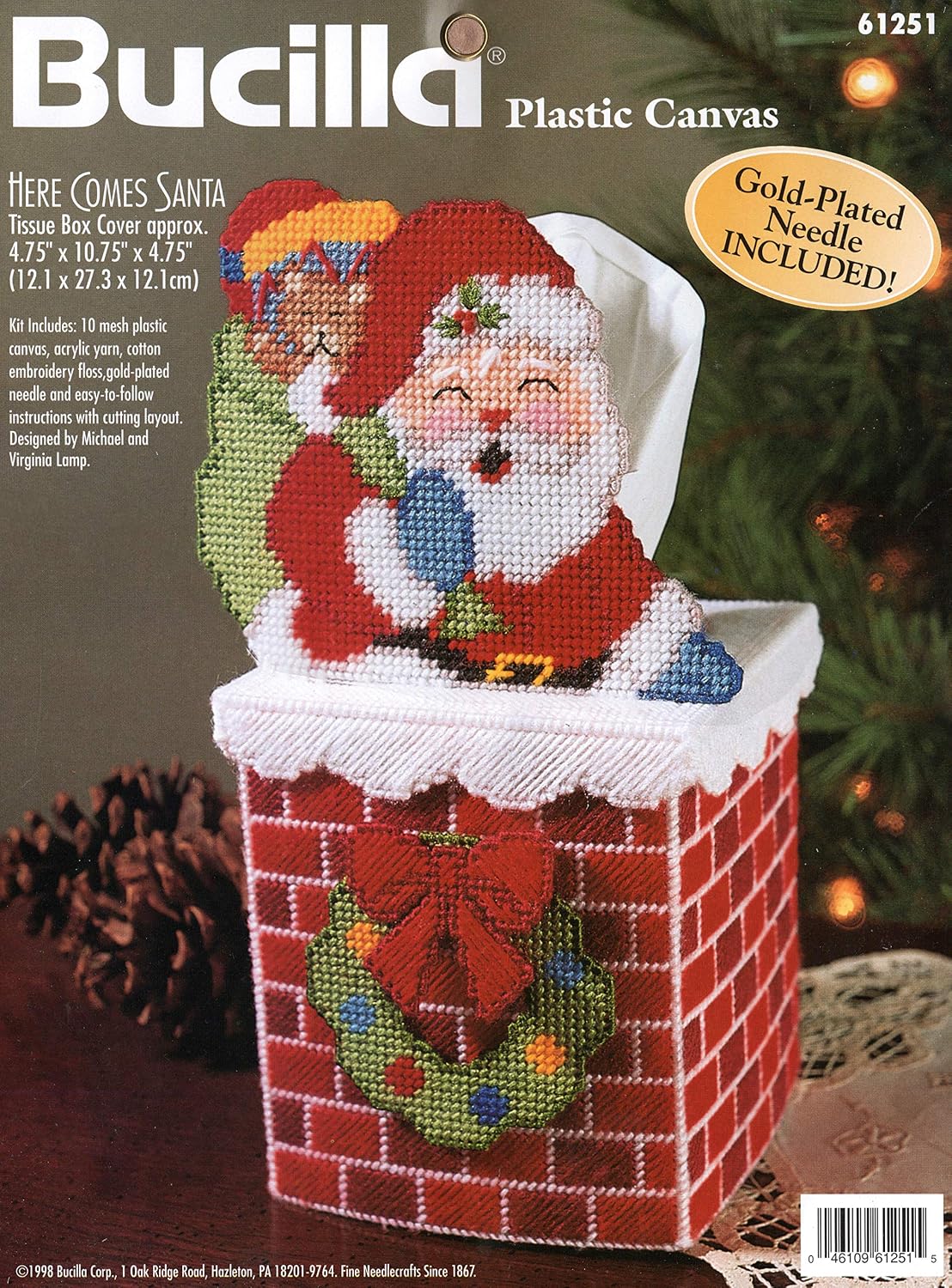 Amazon.com: Bucilla - Here Comes Santa - Plastic Canvas Tissue Box ...