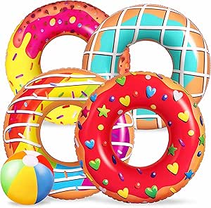 Amazon.com: 90shine 5PCS Donut Pool Floats Doughnut Swimming Rings with ...