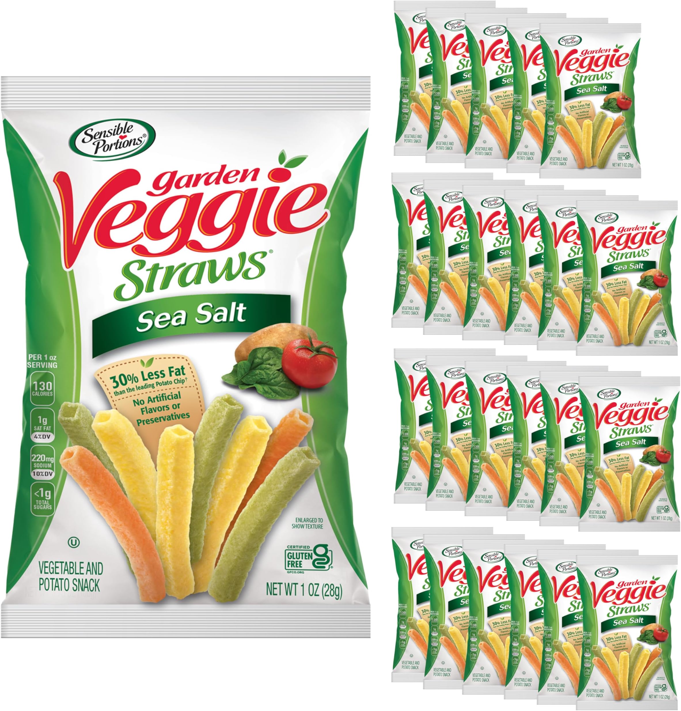 Amazon.com: Sensible Portions Veggie Straws, Sea Salt Flavor, Gluten ...