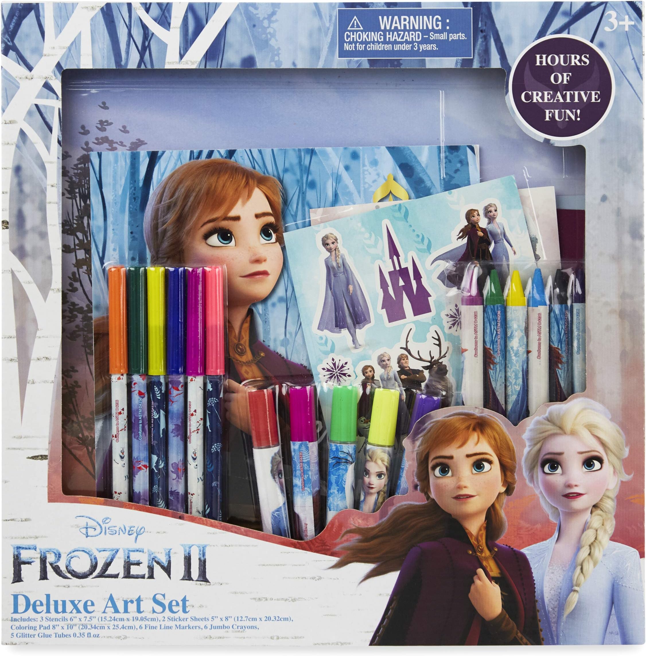 Amazon.com: Frozen 2 Deluxe DIY Art Supplies Set with Stencils, Sticker ...