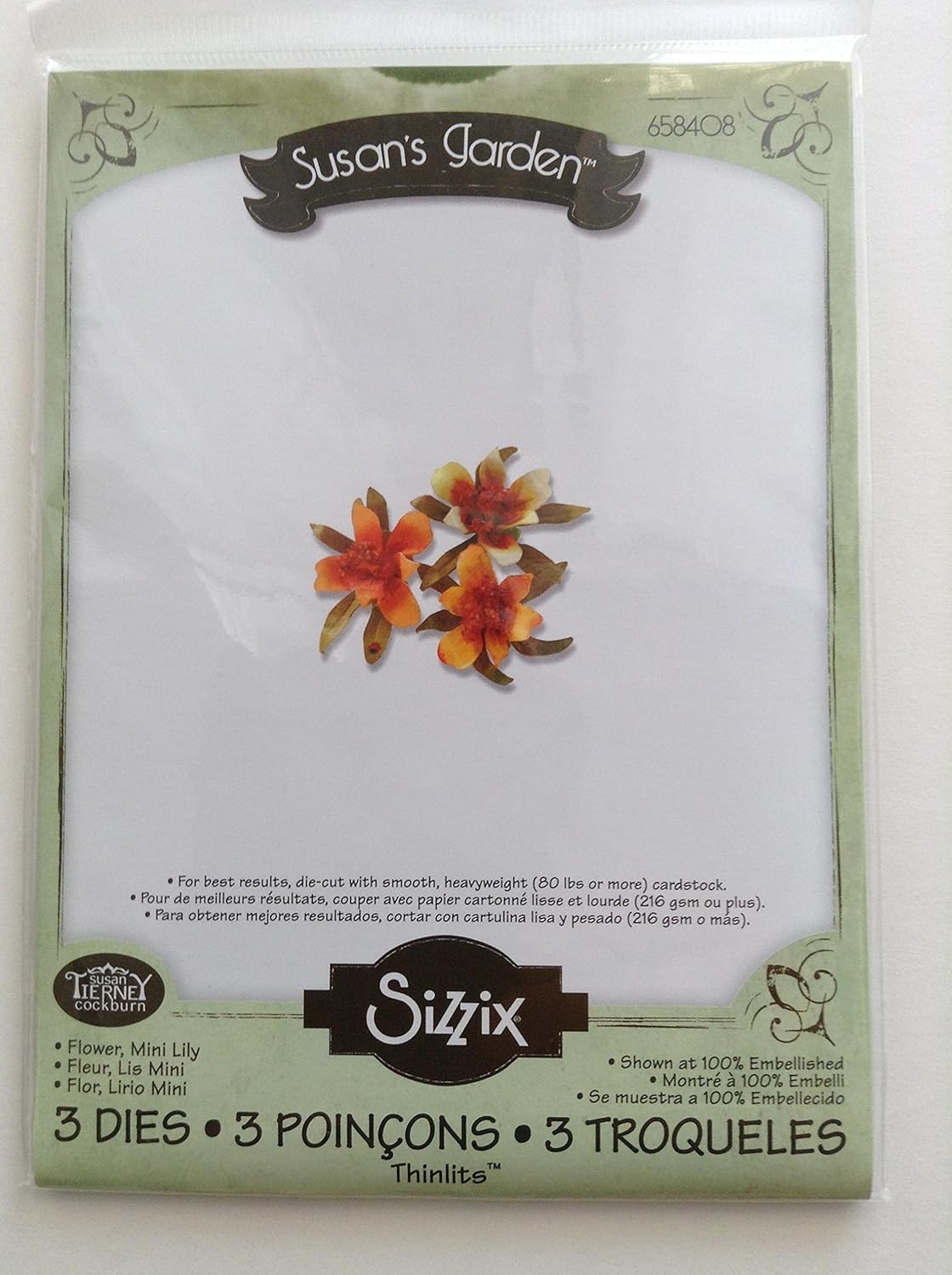 Amazon.com: Sizzix Thinlits Die Set 3PK - Flower, Mini Lily by Susan Tierney-Cockburn