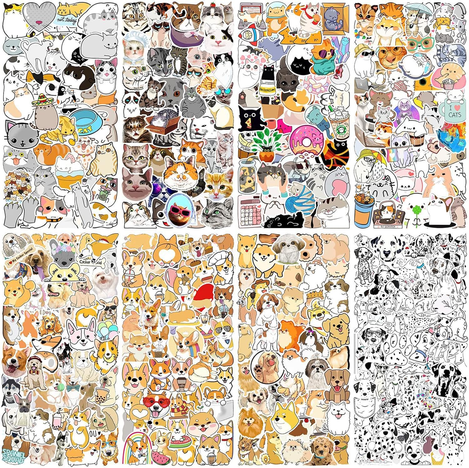 Amazon.com: HSHIJYA 400 Pcs Stickers for Water Bottles, Cute Cat & Dog ...