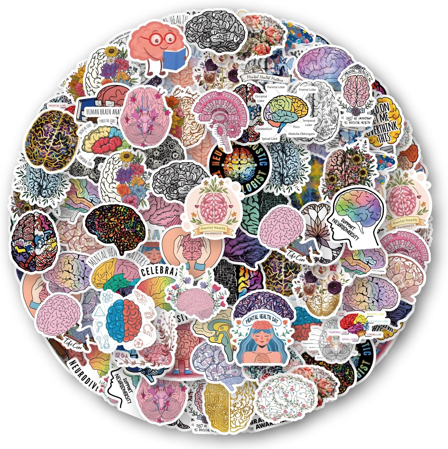 Amazon.com: I Heart Guts Bag of Brain Stickers - 15 Brain Stickers ...