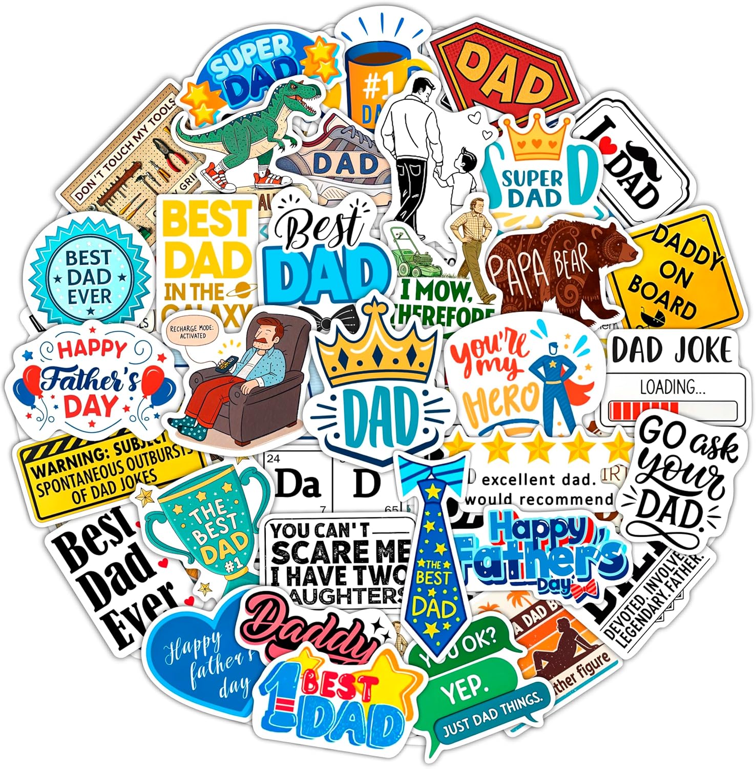 Amazon.com: 100Pcs Funny Dad Stickers for Water Bottle & Laptop - Funny ...