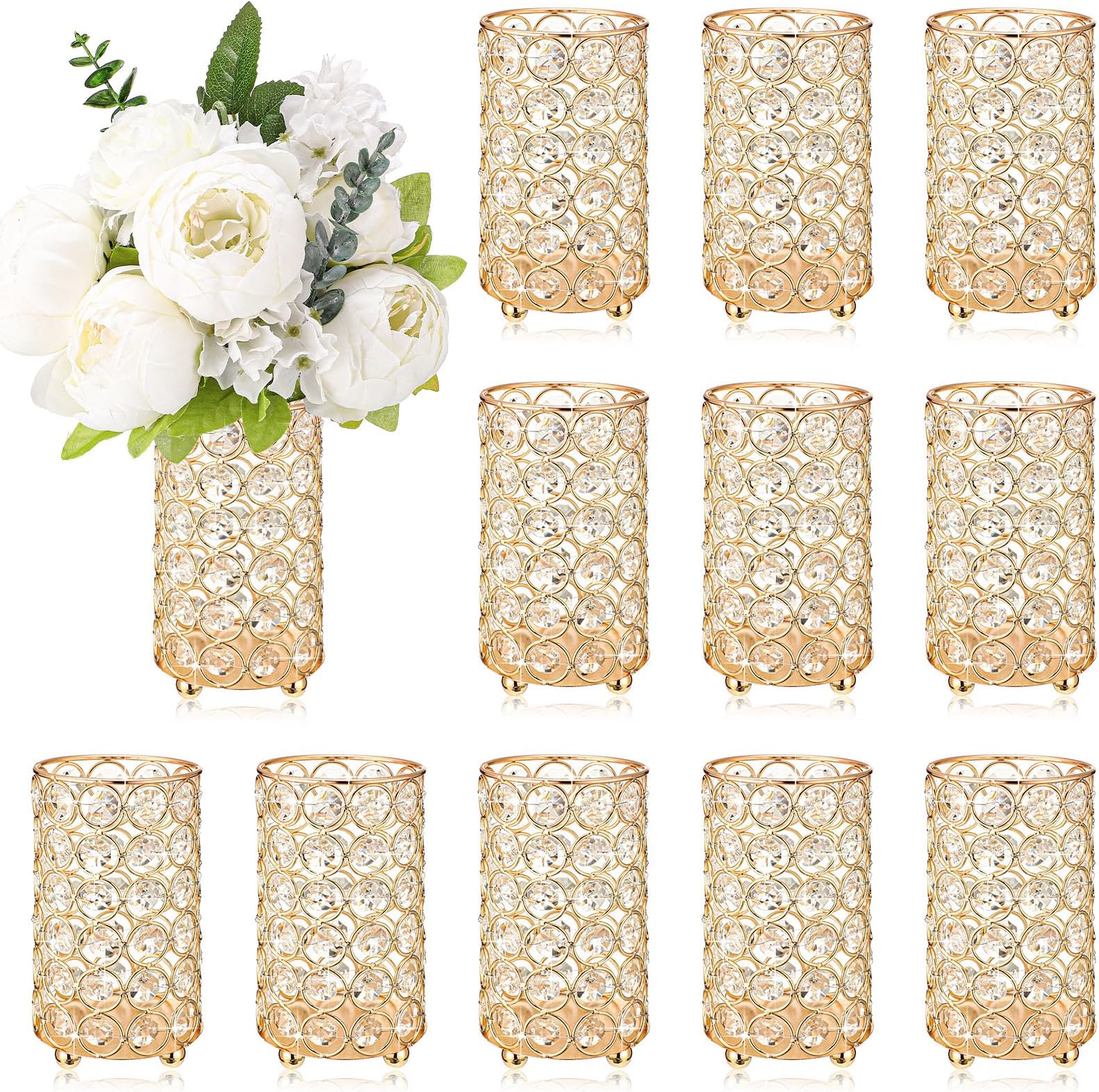 Amazon.com: Dandat 12 Pieces Crystal Decorative Flower Vase 6 Inch ...