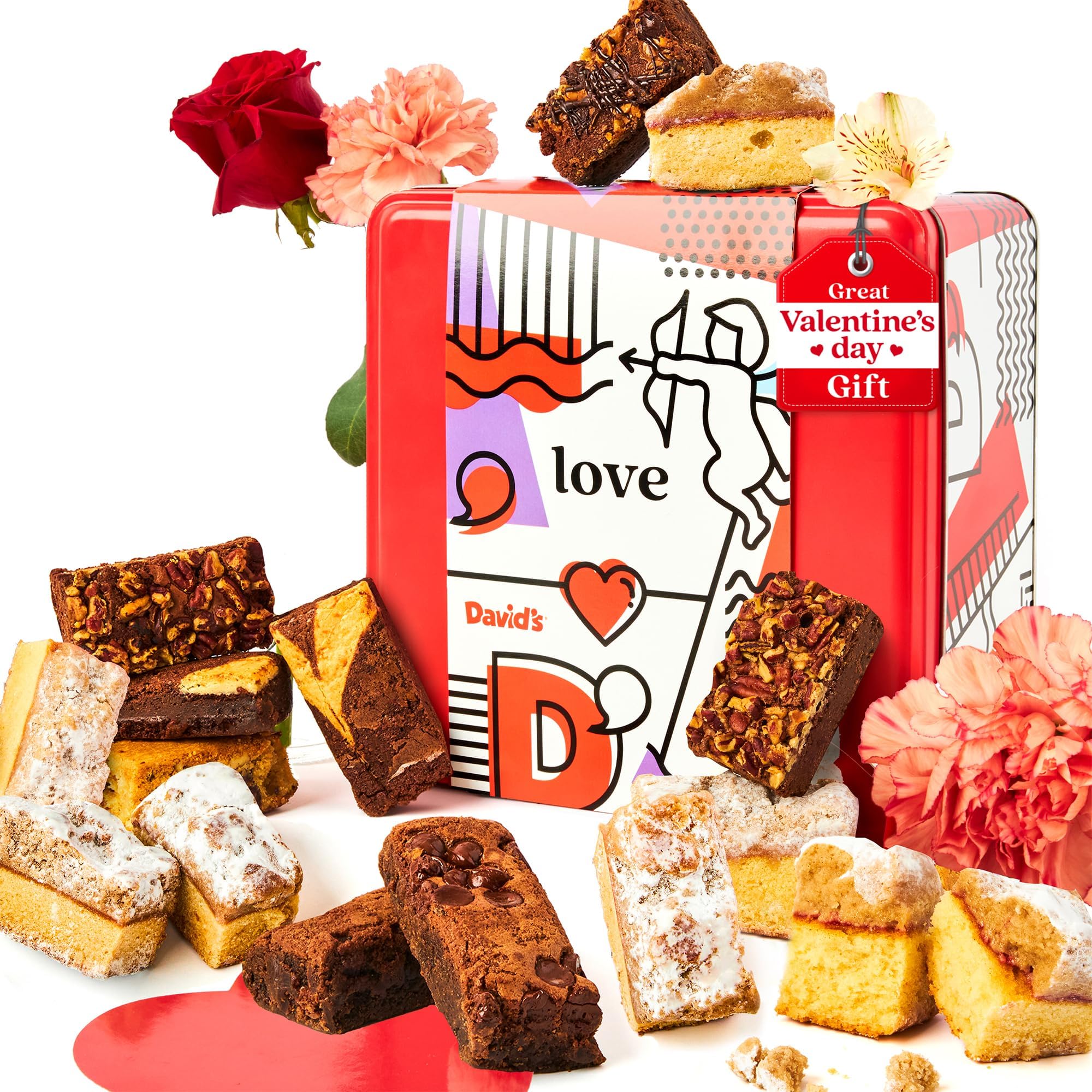 Amazon.com: David's Cookies Brownies & Crumb Cake Tin Gift Basket 16pcs ...