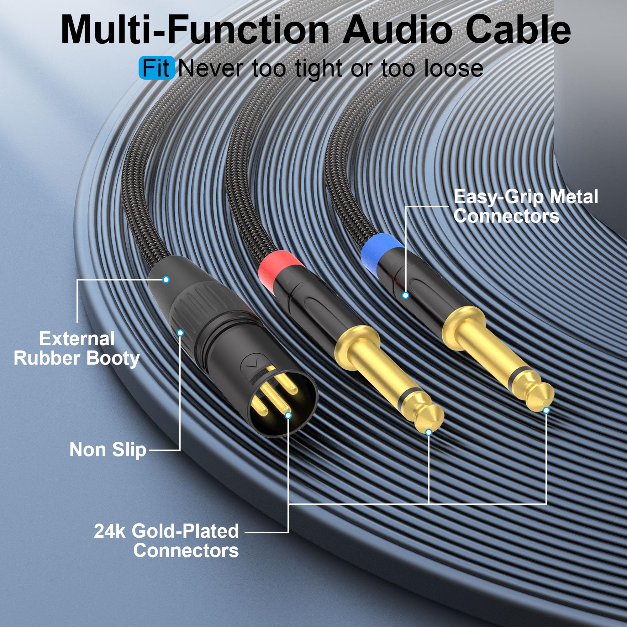 Snapklik.com : XLR Male To Dual 1/4 Inch TS Y Splitter Cable 6FT, Dual ...