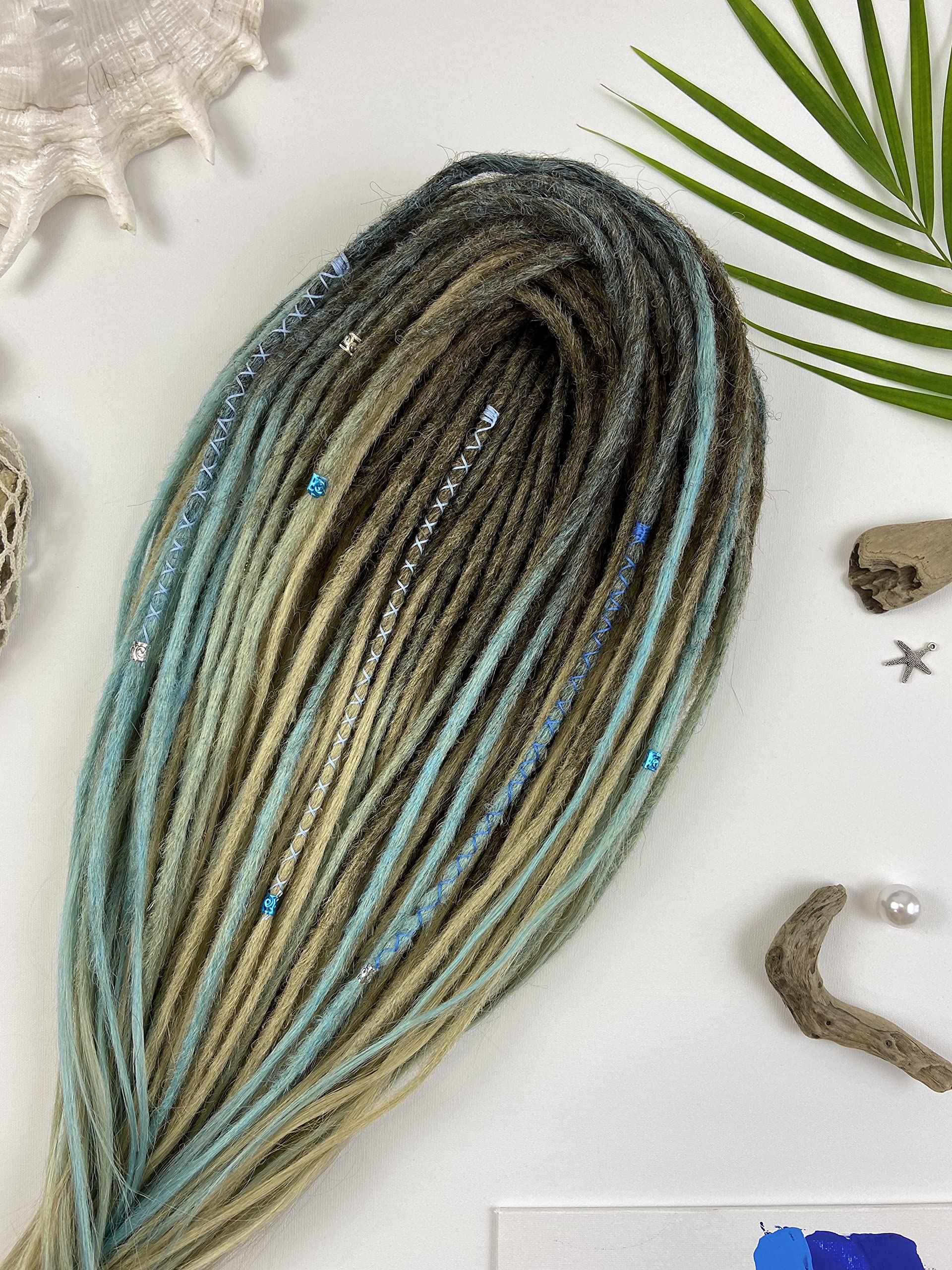 Synthetic Crochet Dreads Cream Blue Ombre Set Ombre Dreads Synthetic ...