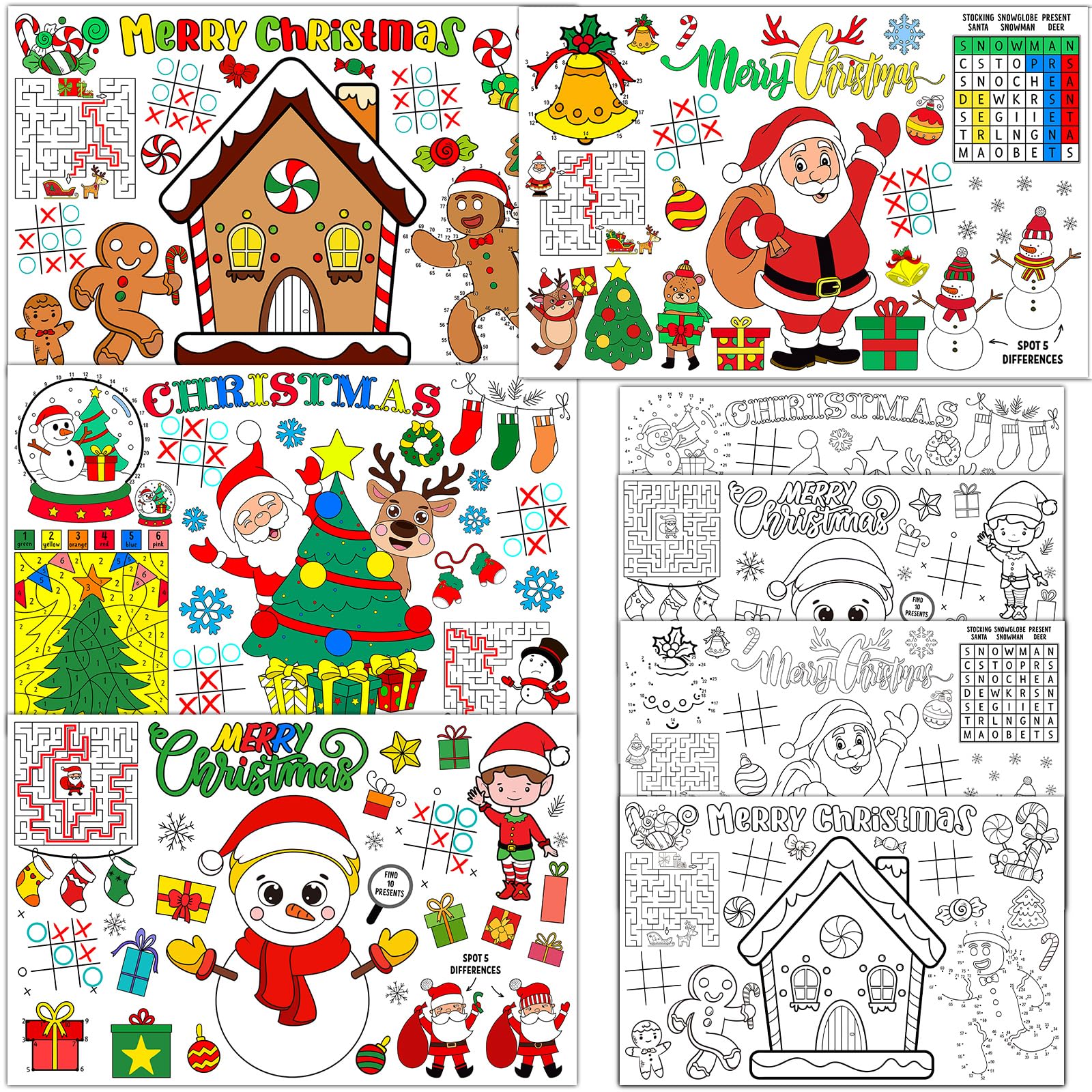 Amazon.com: 24 Pack Christmas Coloring Placemats Disposable Snowman ...