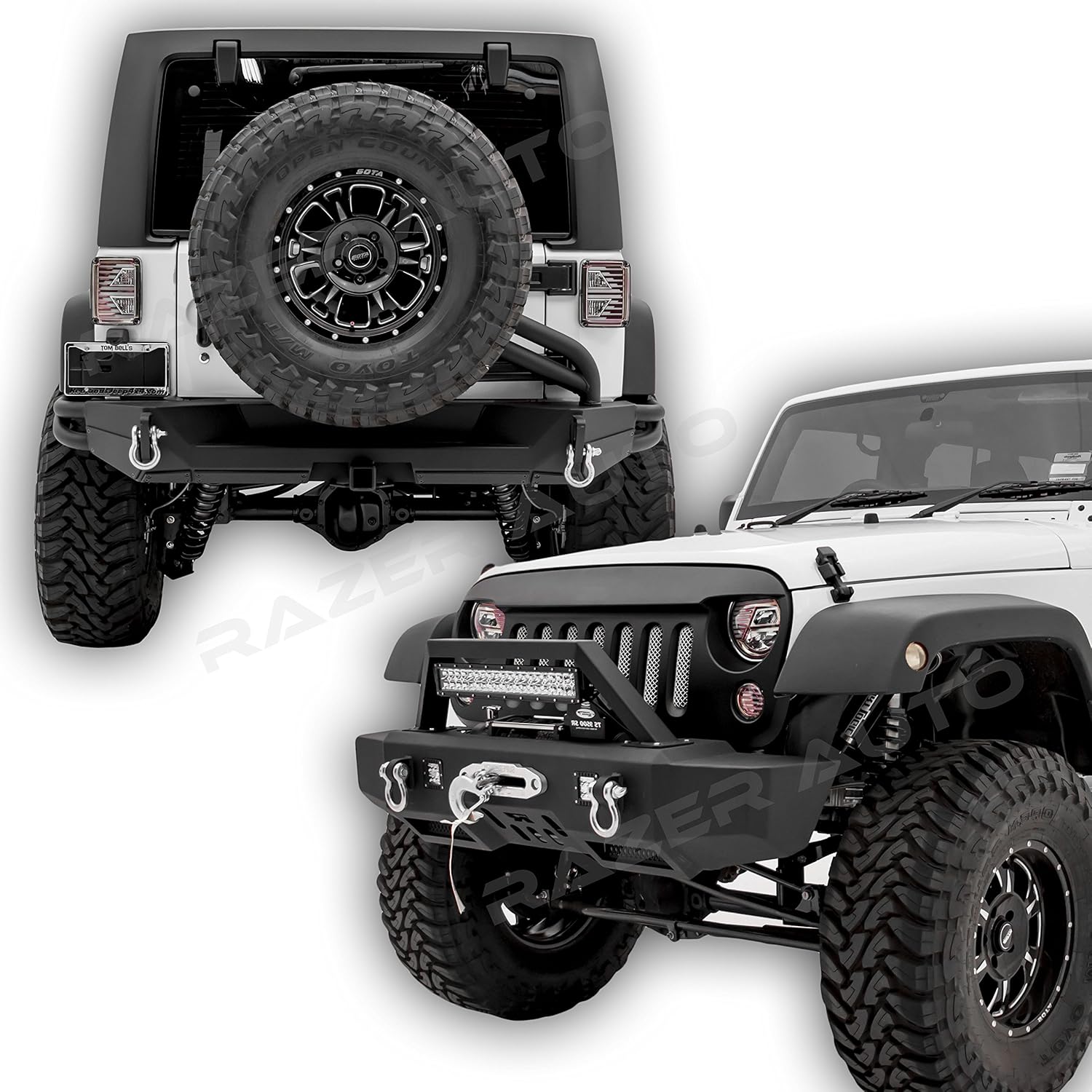 Amazon.com: Razer Auto Black Rock Crawler Front Bumper w/LED Light bar ...