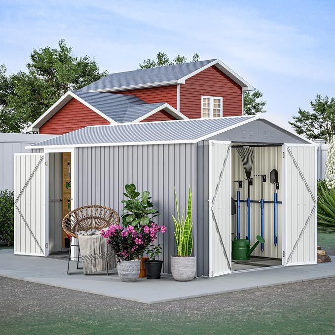 Amazon.com : Ball & Cast 8x12 FT Storage Shed with 2 Lockable Doors,All ...