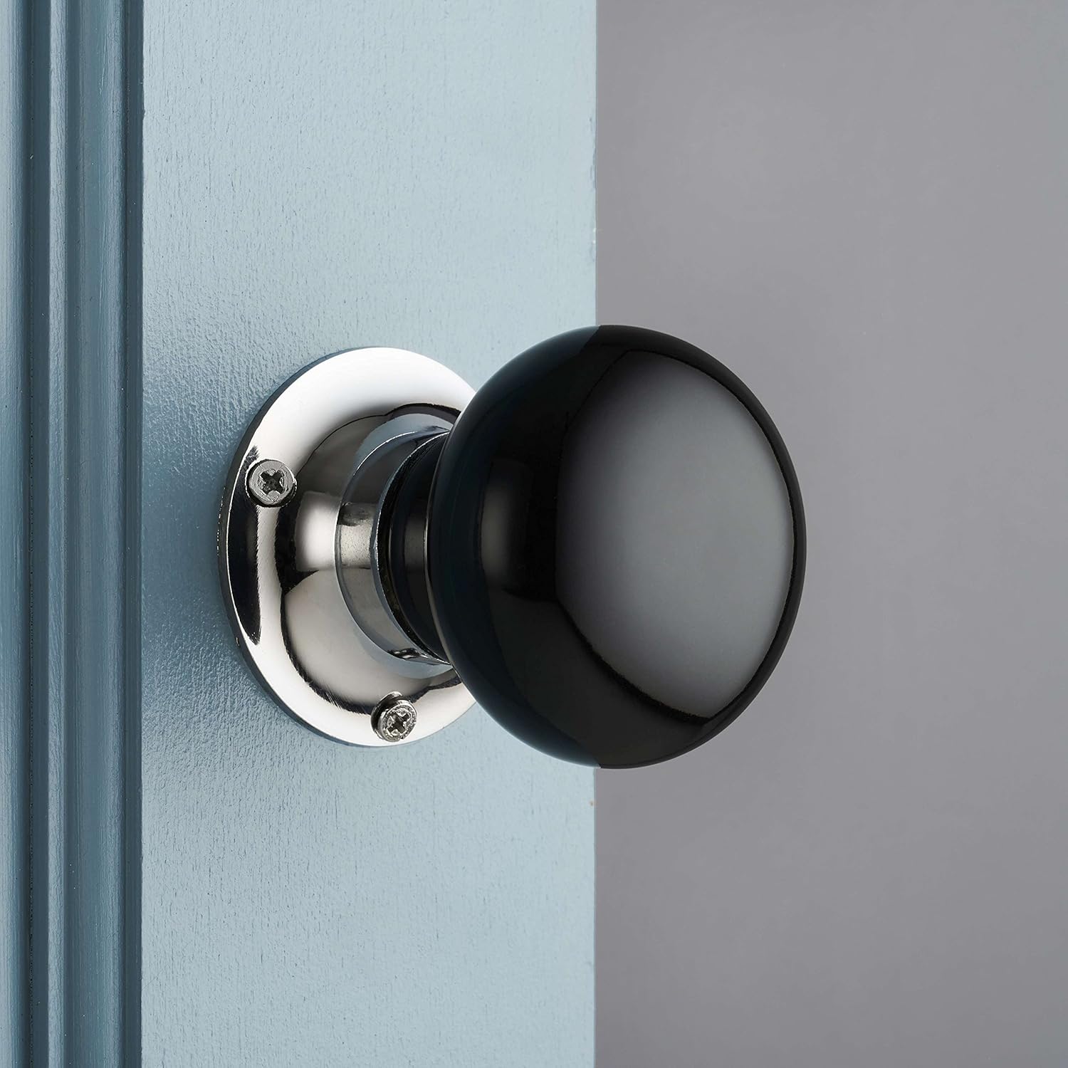Pushka Home Black Ceramic Internal Spring Loaded mortice Door knobs ...
