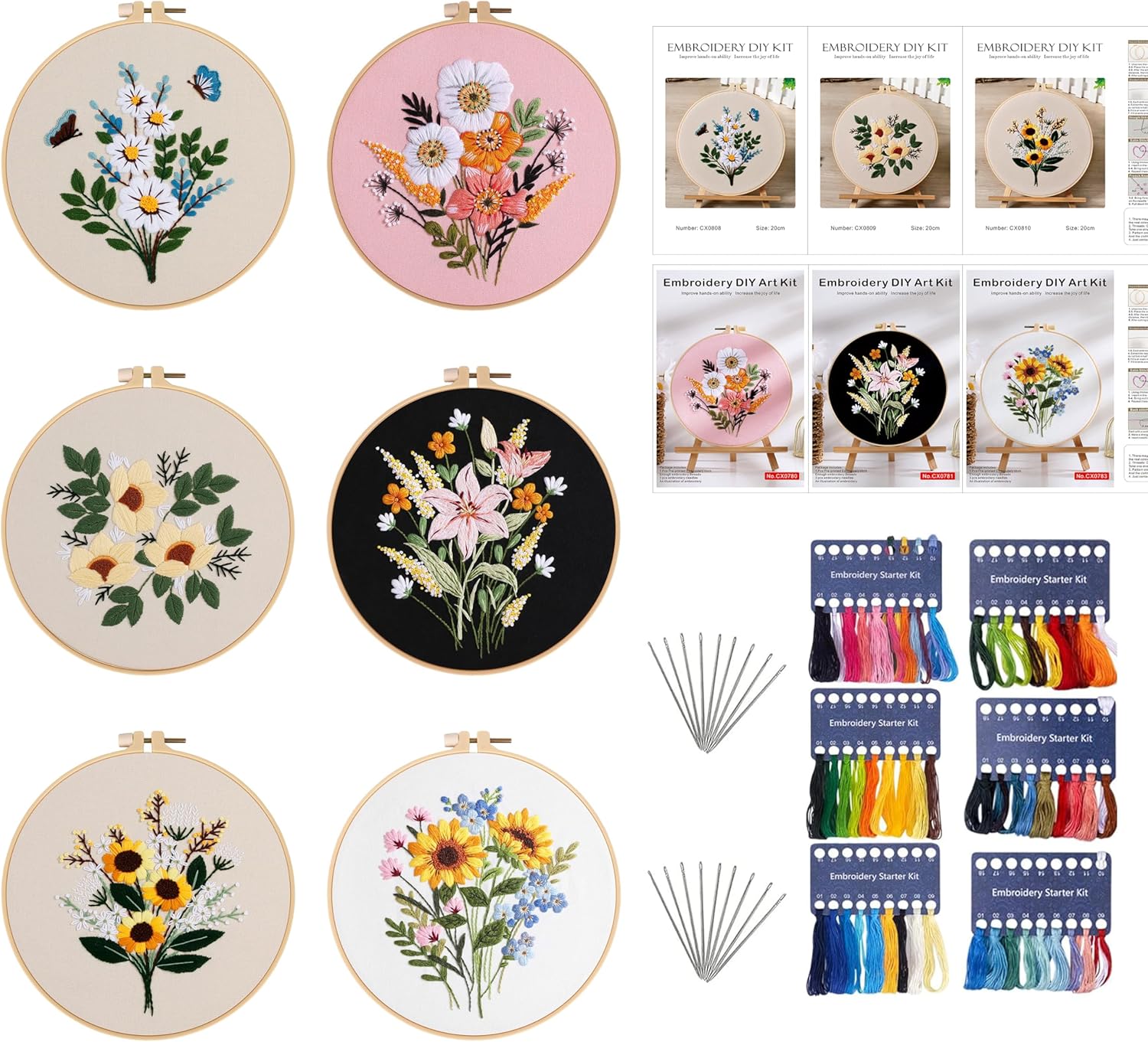 Amazon.com: 3 Set Embroidery Stitches Practice Kit, Embroidery Kit for ...