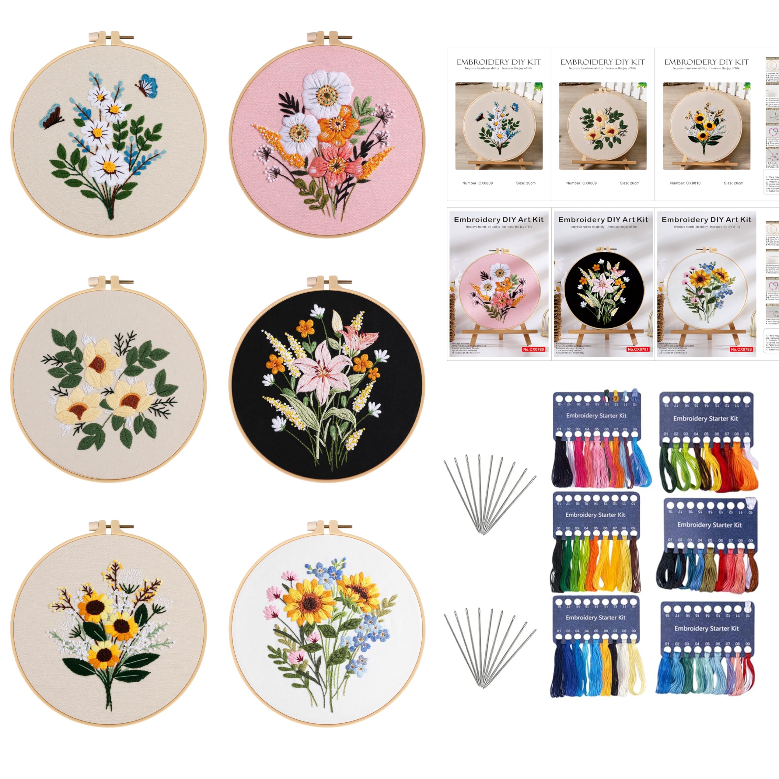 Amazon.com: 3 Set Embroidery Stitches Practice Kit, Embroidery Kit for ...