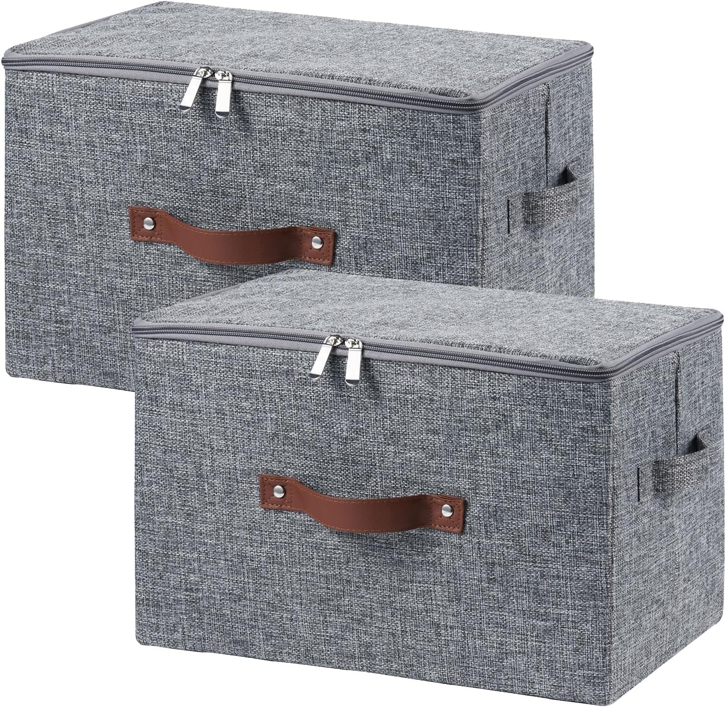 Amazon.com - VinneGenzz 2 Pack Storage Bins with Zipper Lid Cotton ...