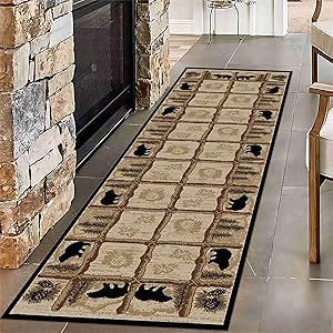 Amazon.com: ZCLRUG Rustic Bears Runner Rug, 2x7ft, Card Color Cabin ...