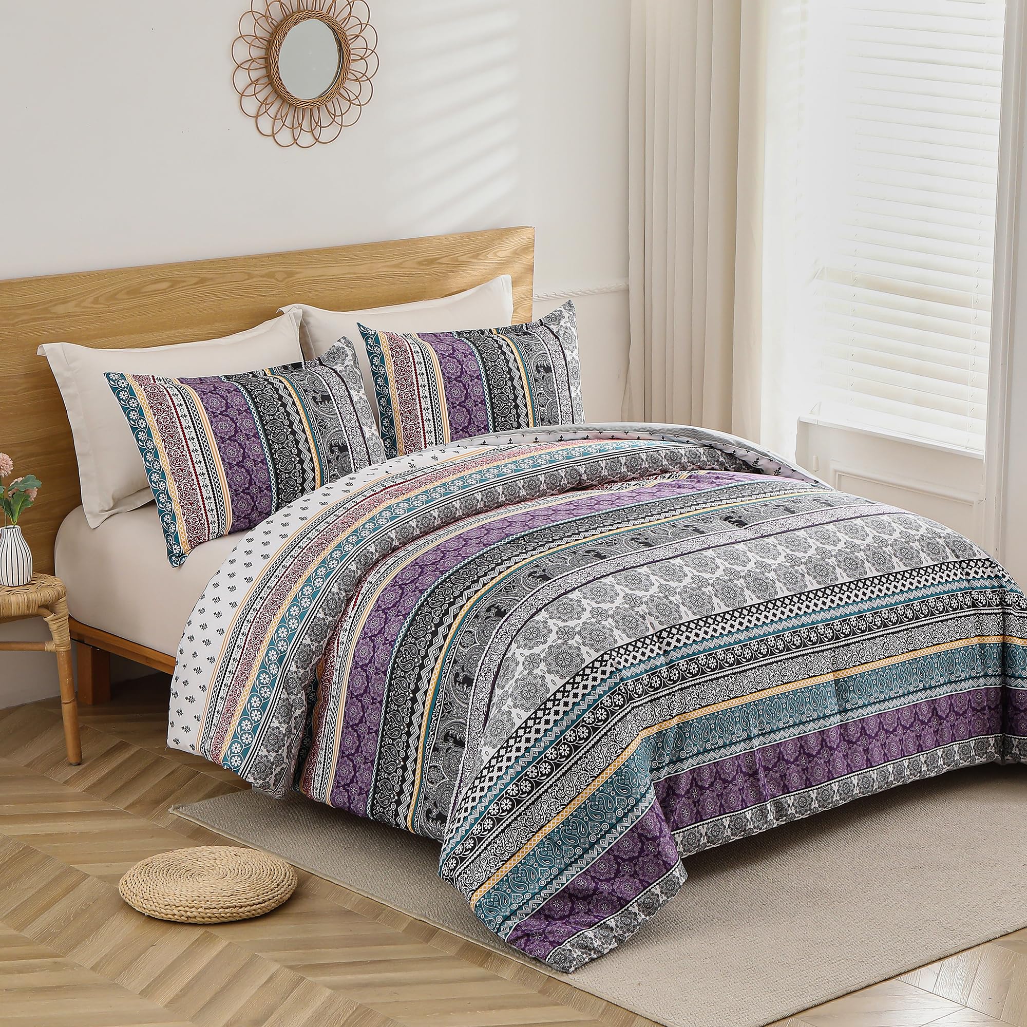 Shatex Purple Comforter Set Queen (90x90Inch) 3 Piece Queen Comforter ...