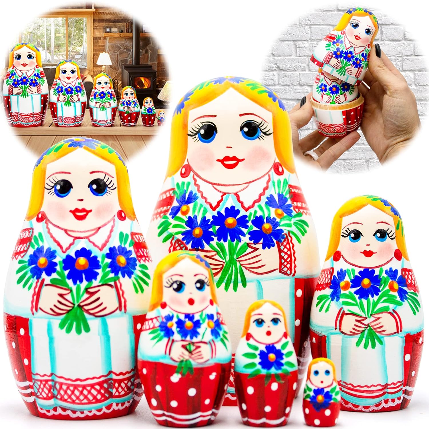 Amazon.com: AEVVV Ukrainian Nesting Dolls Set of 6 pcs - Matryoshka ...