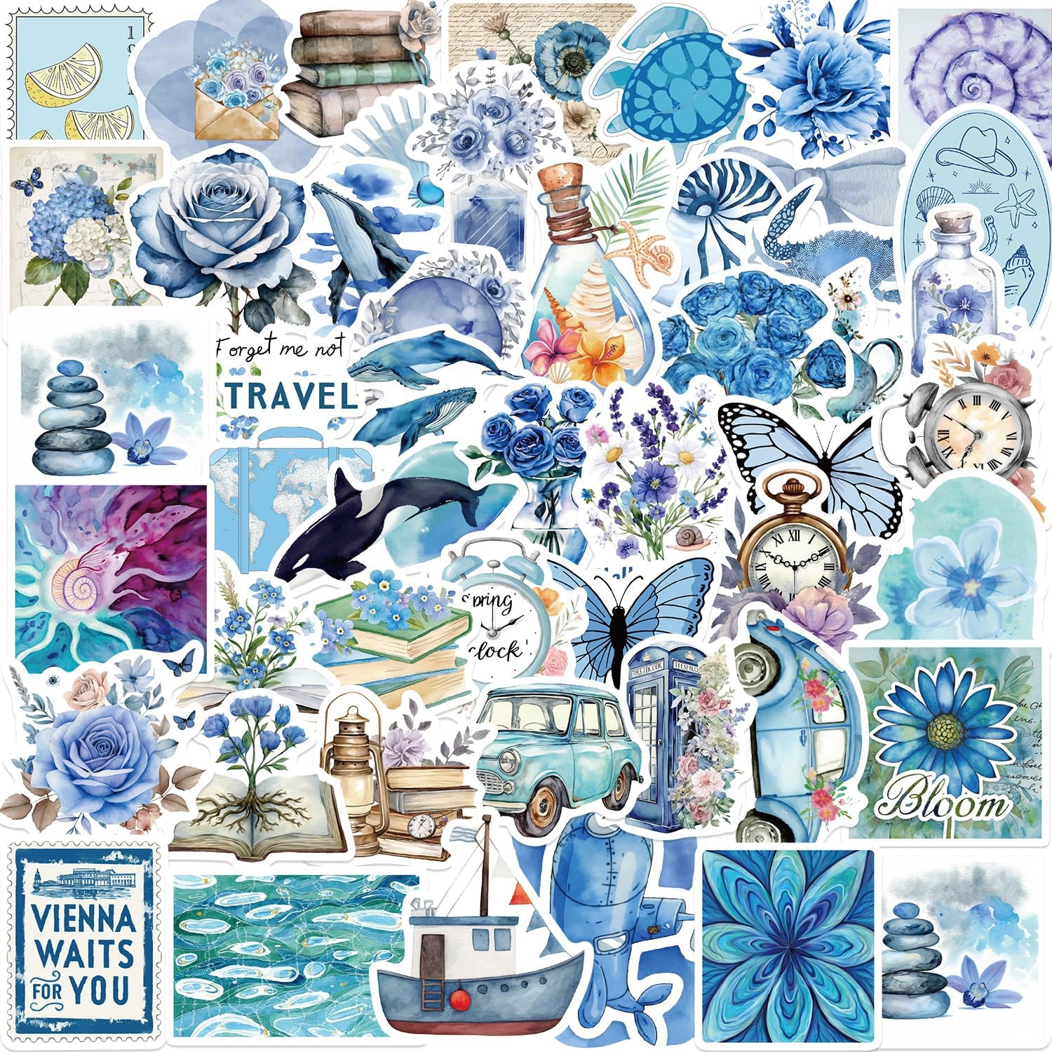Amazon.com: 100PCS Blue Aesthetic Stickers Coastal Granddaughter ...