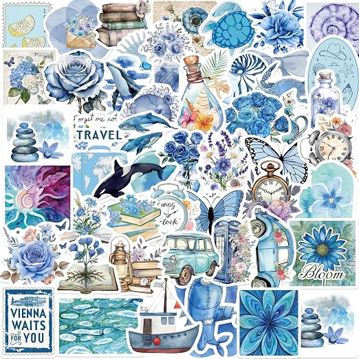 Amazon.com: 100PCS Blue Aesthetic Stickers Coastal Granddaughter ...