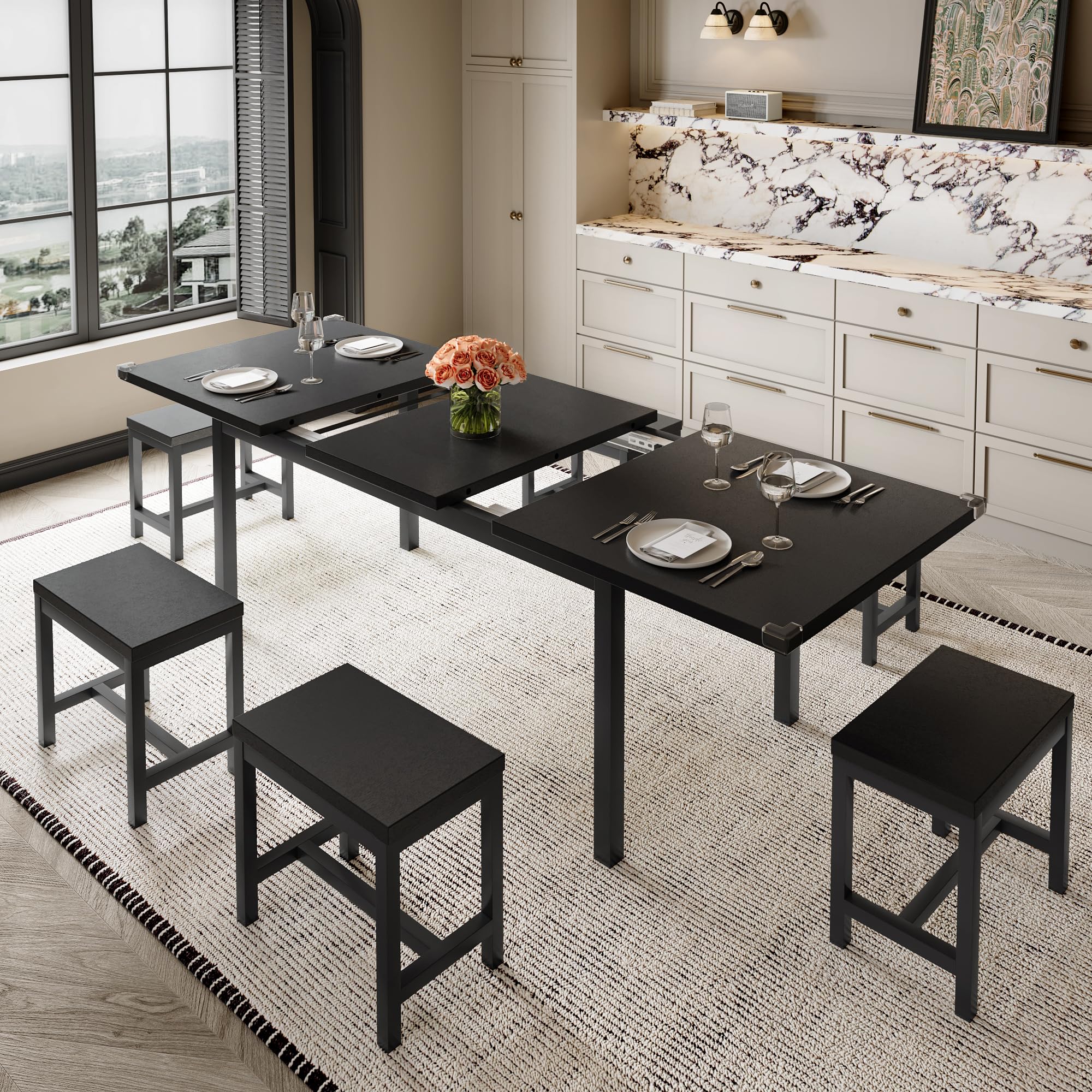 Amazon.com - Einhomn 7-Piece Dining Room Table Set, Extendable Kitchen ...