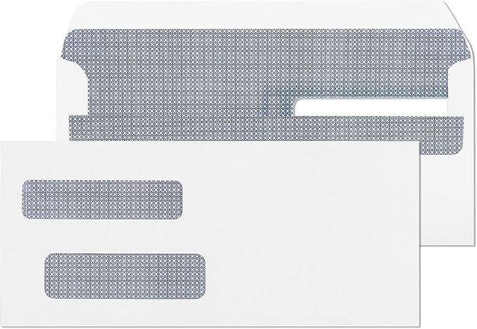 #10 Double Window Envelopes-Self Seal Security Tinted Envelopes-Invoice ...