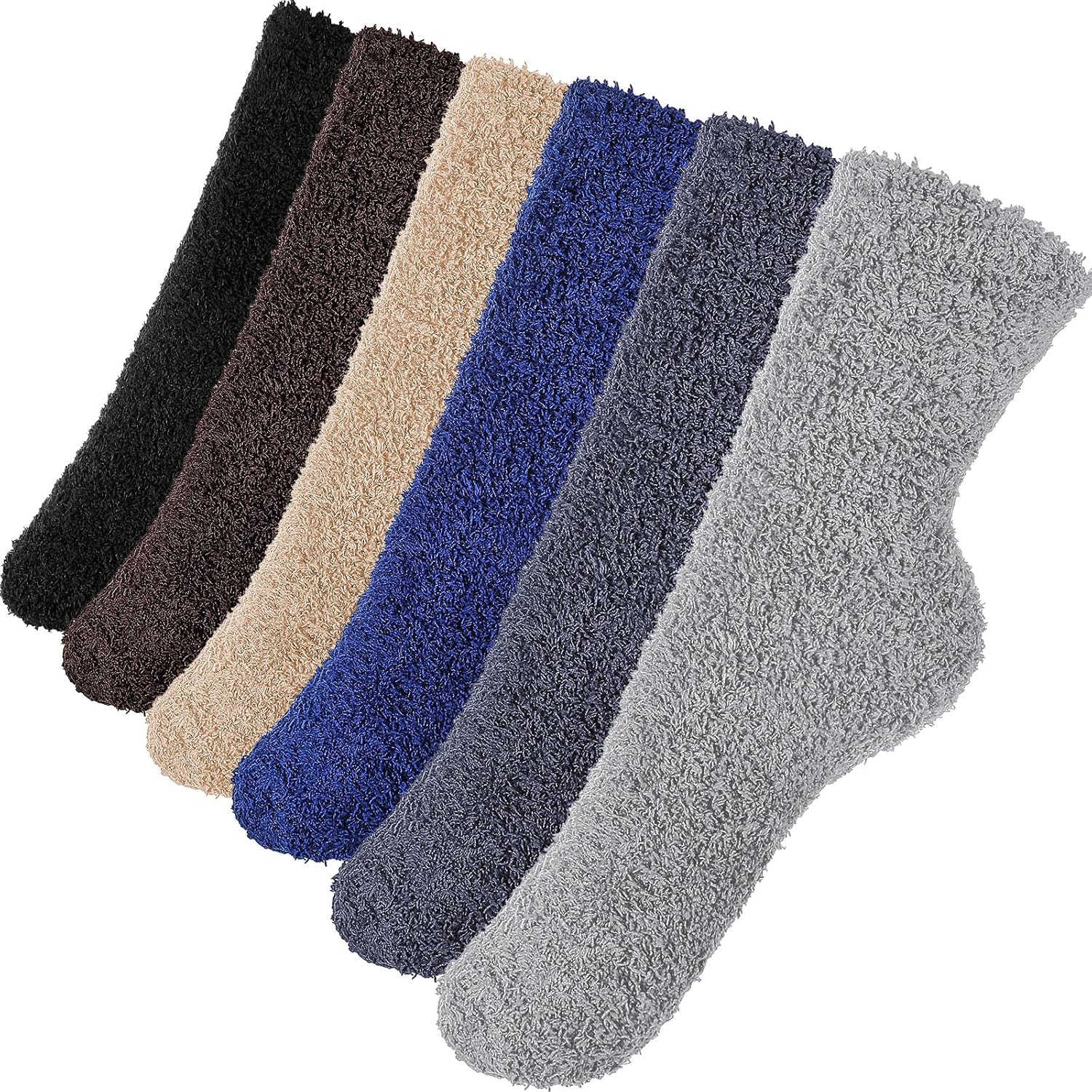 6 Pairs Men Fluffy Slipper Socks Elasticity Winter Fuzzy Socks Thermal ...