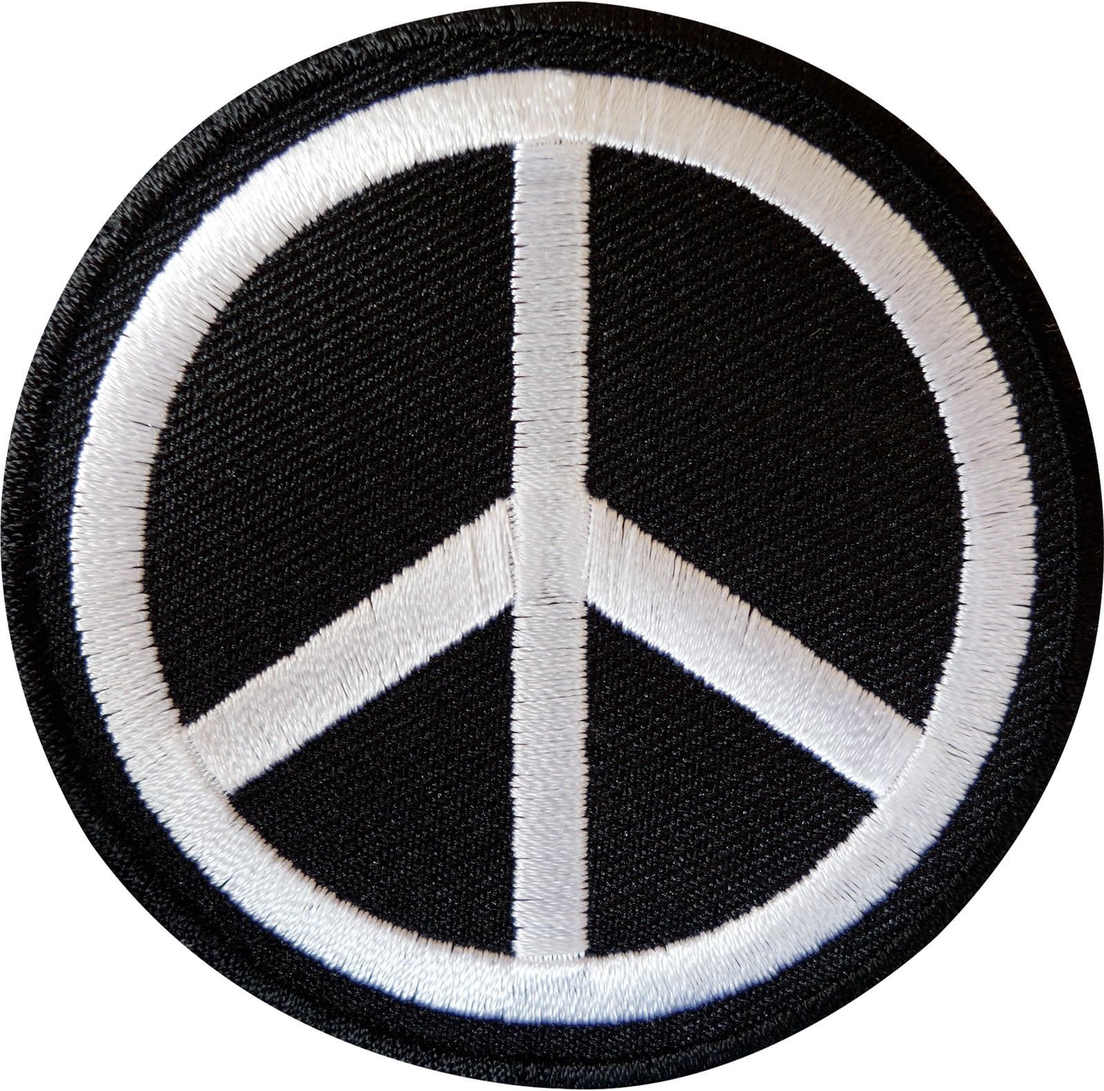 Black Peace Symbol Iron On Patch by Body-Design : Amazon.co.uk: Home ...