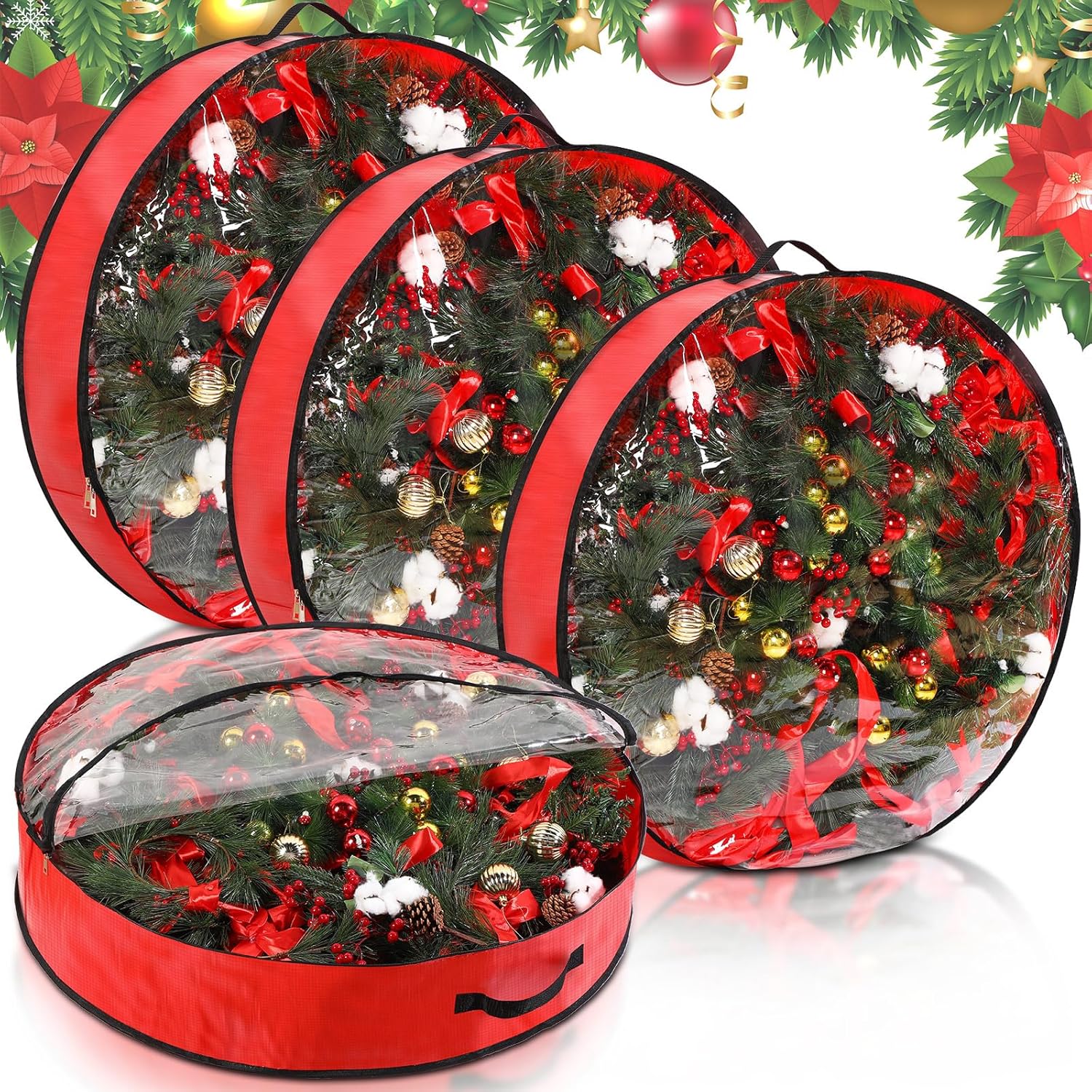 Amazon.com: Aliceset 4 Pack Wreath Storage Containers, Christmas ...