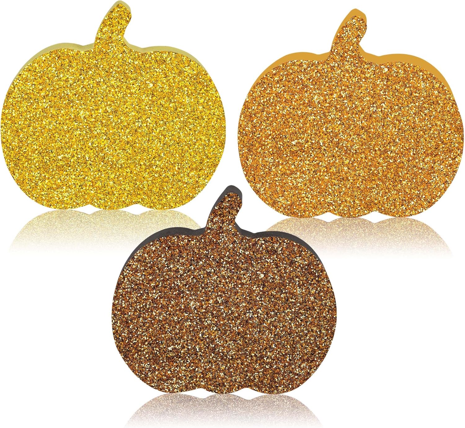 Amazon.com: 3 PCS Pumpkin Wood Signs Fall Glitter Pumpkin Wooden Table ...