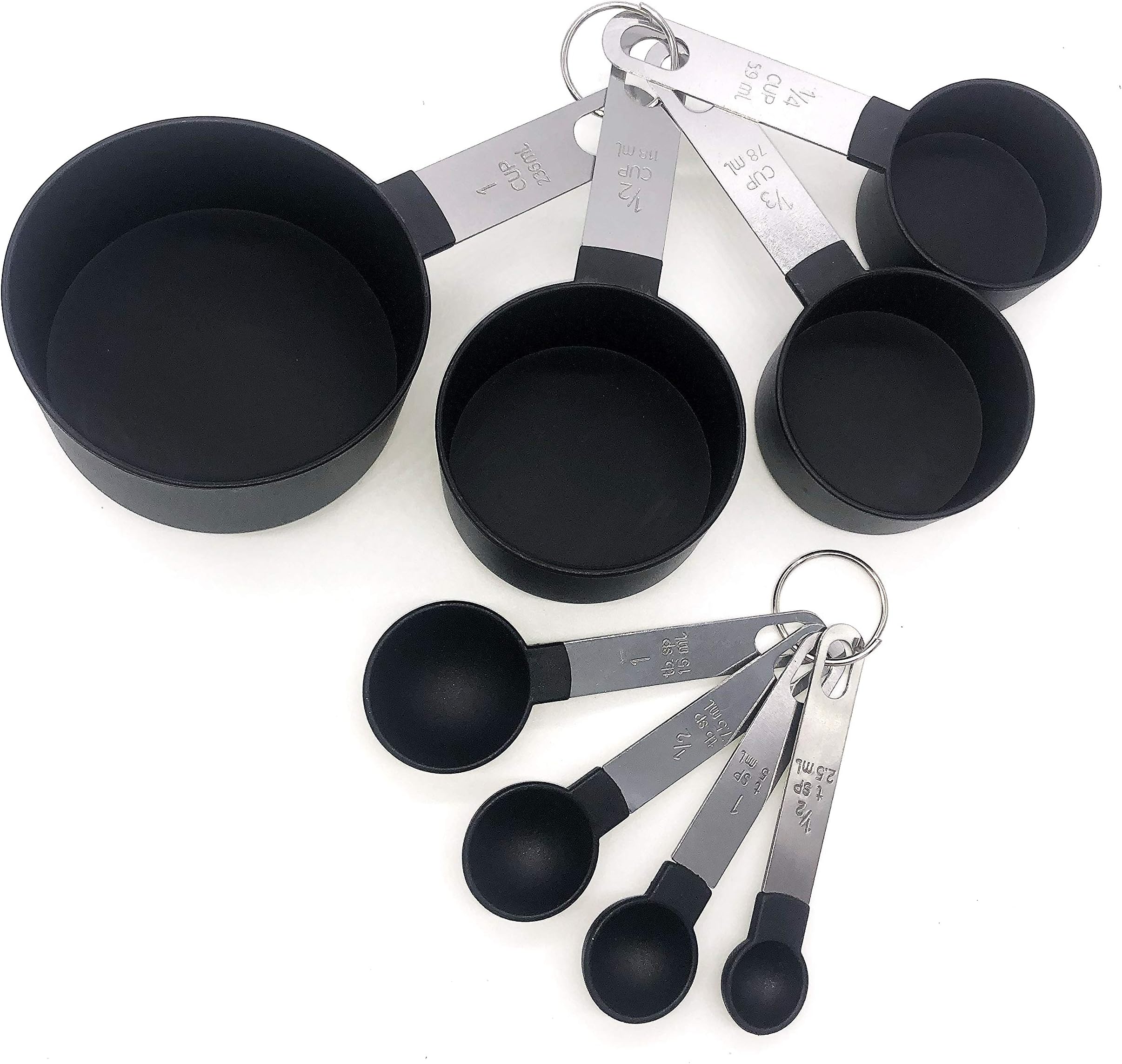 FONYA 8-Piece Black Measuring Tools - Nylon, 4 Measuring Cups / 4 ...