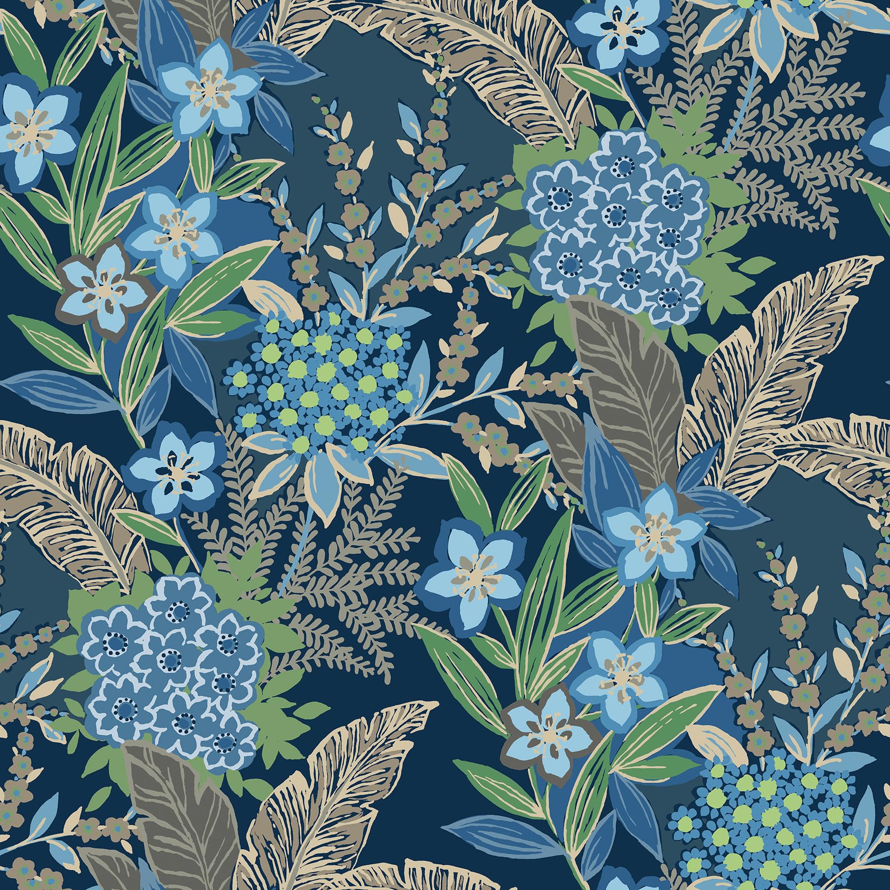 NuWallpaper x RuPaul RuJardin Azure Blue Peel and Stick Wallpaper ...
