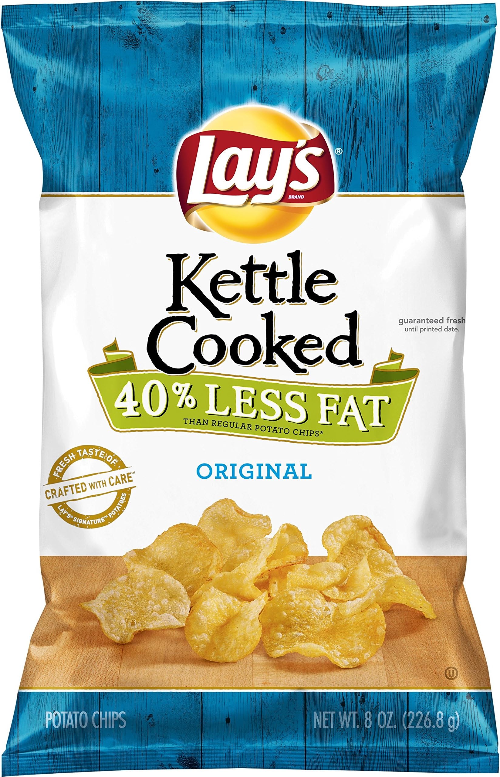 Amazon.com: Lay's Kettle Cooked Potato Chips, 40% Less Fat Original, 1. ...